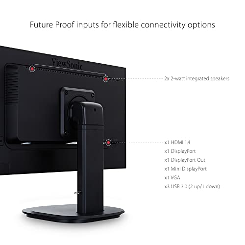 ViewSonic VG2449 24 Inch 1080p Ergonomic LED Monitor with HDMI DisplayPort and DaisyChain for Home and Office