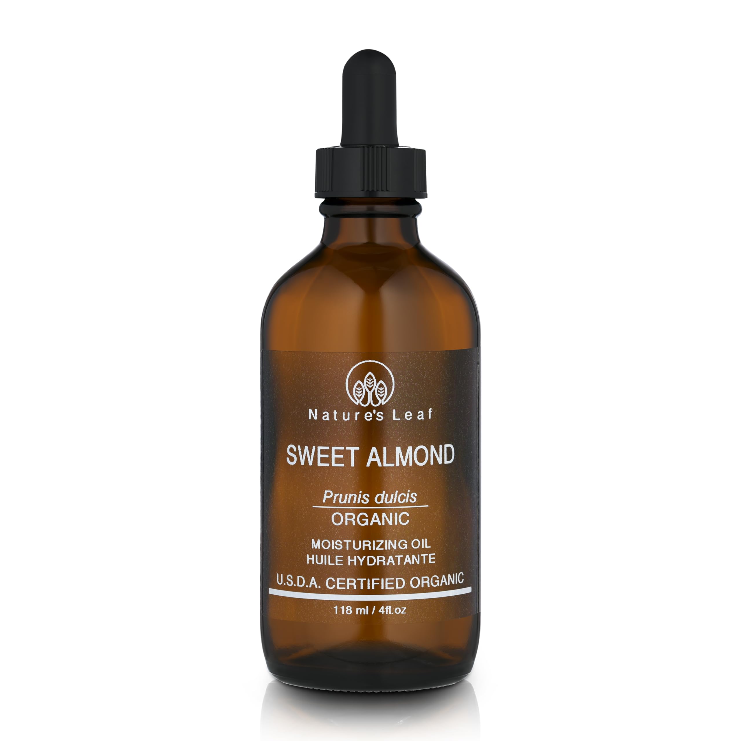 Natures Leaf Sweet Almond Oil, USDA Certified Organic, 100% Pure, Cold Pressed, Nourish & Soften, Promotes Healthy Looking Skin and Hair, Unscented, 4 ounce