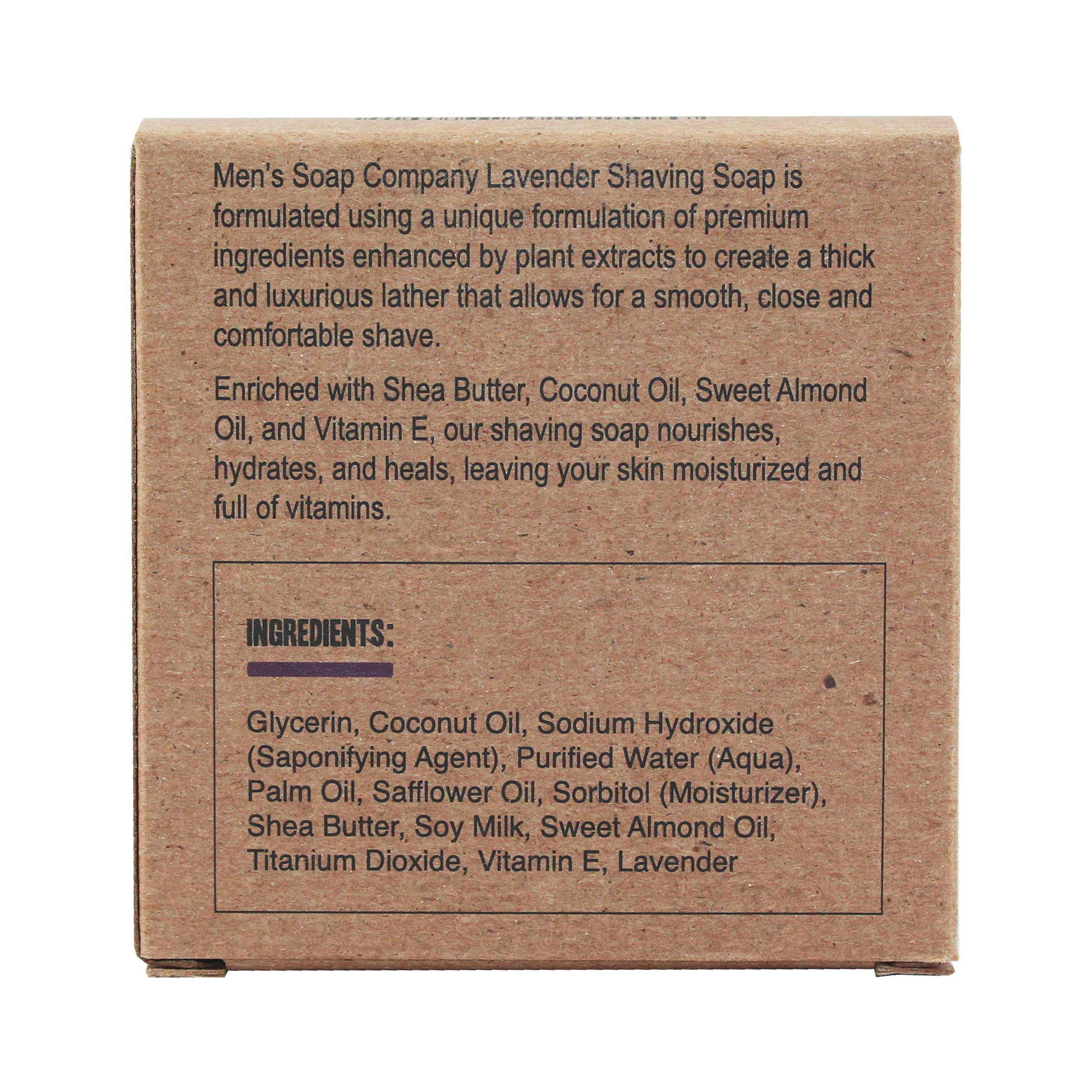 Men’s Soap Company Shaving Soap Refill Puck, 4.0 oz - Natural Vegan Ingredients with Shea Butter & Vitamin E for Thick Lather and Skin Protection, Lavender