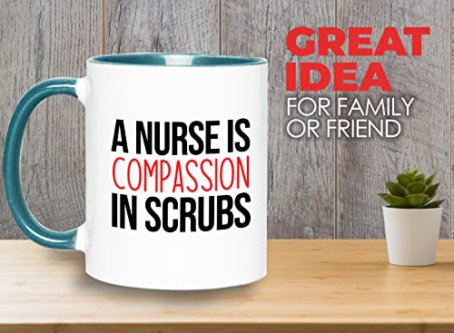 Bubble Hugs Nurse 2Tone Green Mug 11oz - A nurse is compassion - Labor Clinical Certified Nursing Assistant Surgical Emergency Oncology Practitioner