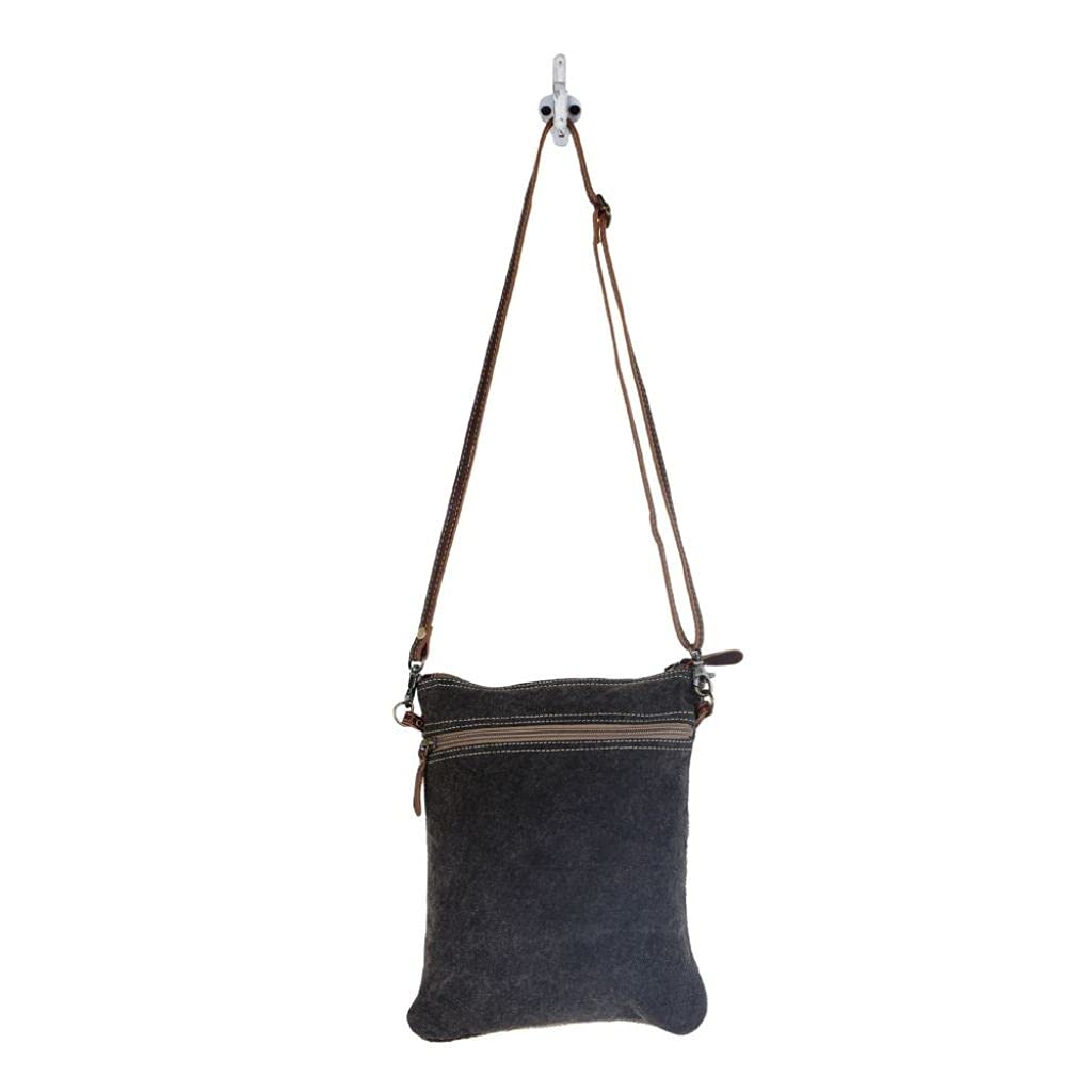 Myra Bag Tribal Pattern Small & Crossbody Bag Upcycled Cotton & Hair Leather S-2880