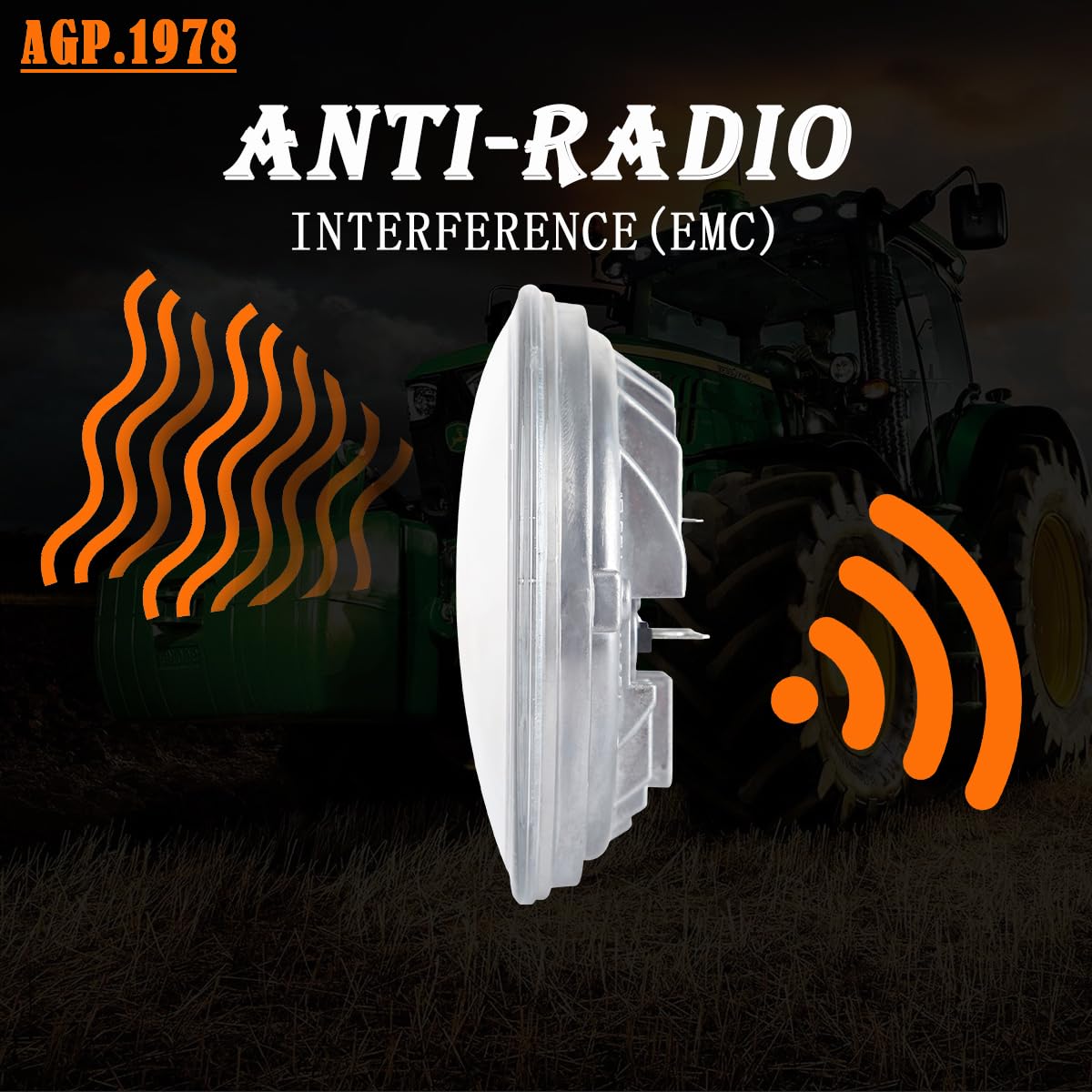AGP.1978 Round 18W Agriculture LED Work Light,Par 36 LED Light Replace 4410, 4411 Sealed Beam, Tractor LED Lamp Compatible with Allis Chalmers Ford International John Deere Case Tractor Flood 12V