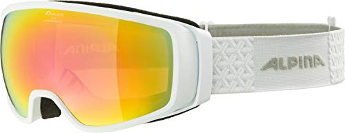 ALPINA Mirrored, Constrast-Enhancing & Anti-fog OTG Ski & Snowboard Goggles For Men & Women, DOUBLE JACK Q-LITE, white matt, one size