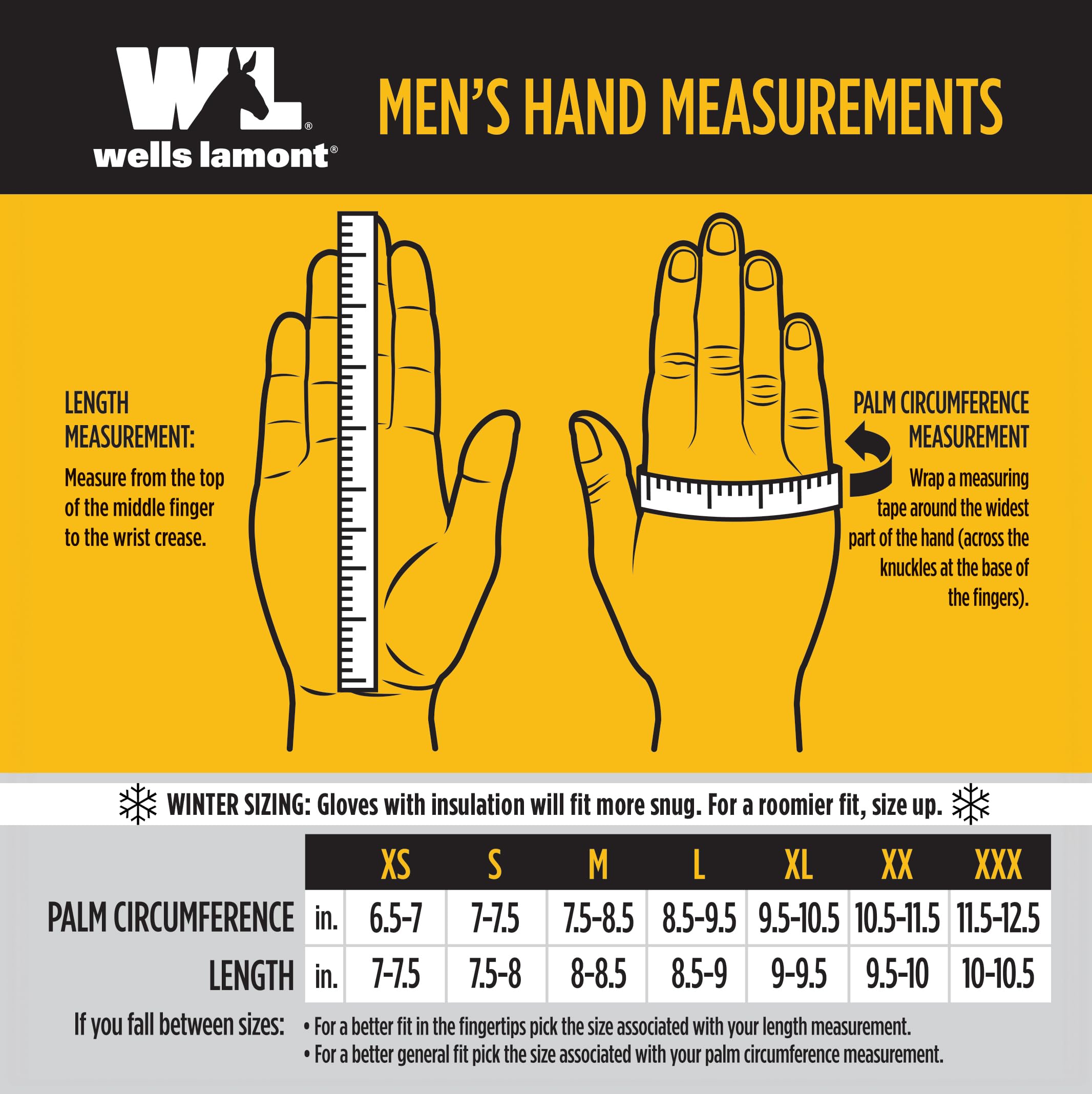 Men's Heavy Duty Leather Winter Work Gloves with Thinsulate Insulation (Wells Lamont 5127XL), Palomino with Black Back, X-Large