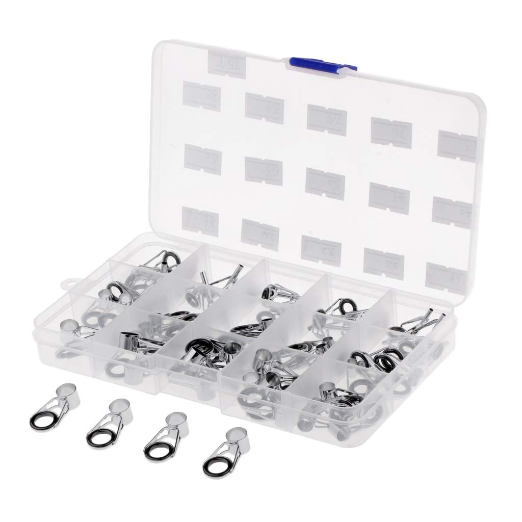 AFANGMQ 75pcs Telescopic Fishing Rod Guide Tip Repair Kit 4mm-8.5mm Rod Eye Rings Guides DIY Tackle