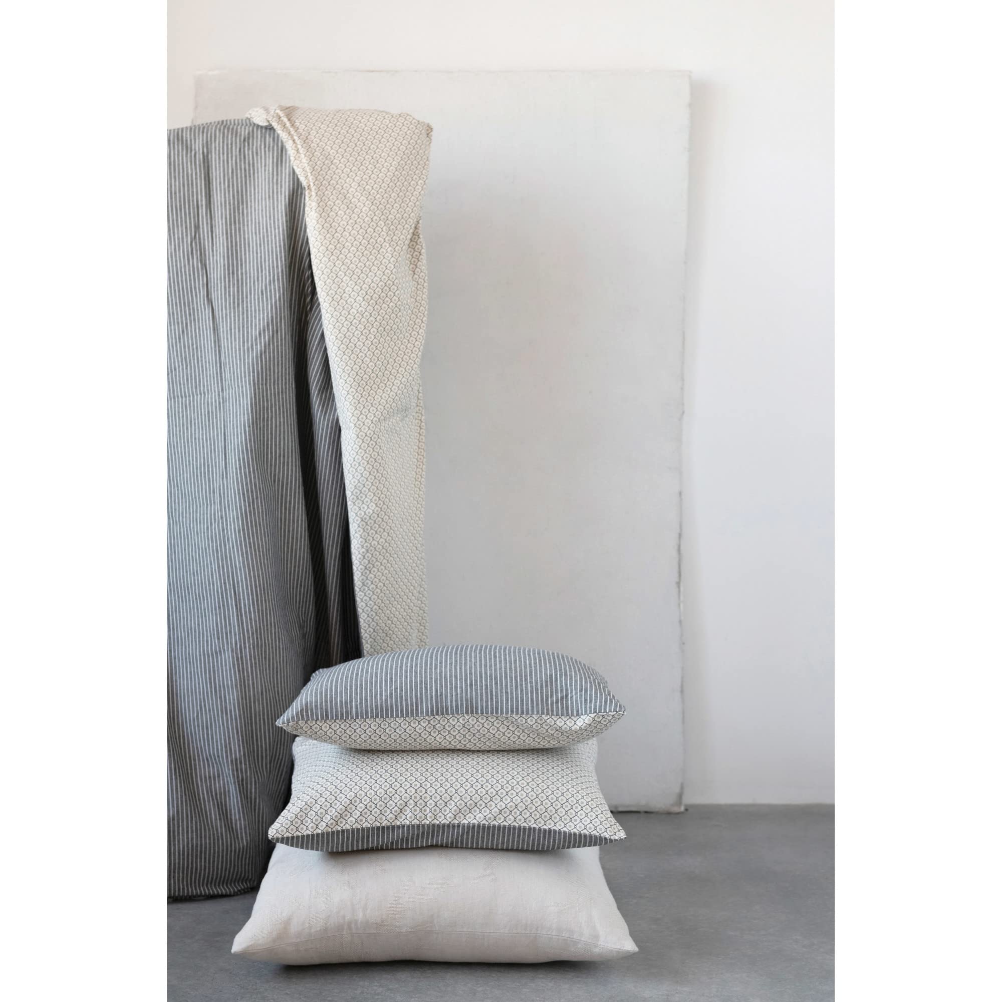 Creative Co-Op Cotton Double Sided Duvet Cover 2 Shams, Set of 3