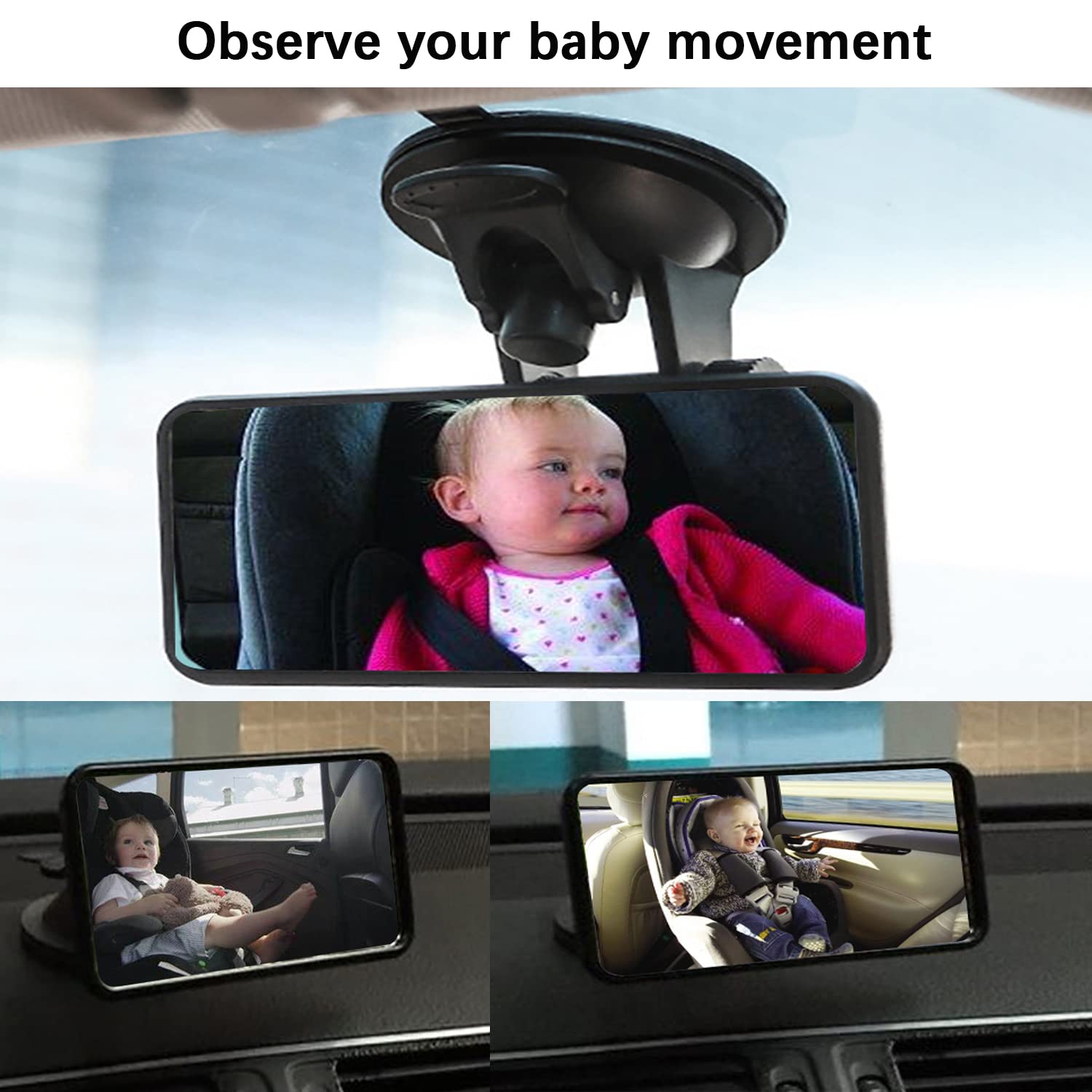 Baby Car Mirror 2 pack, Baby Mirror for Car Suction Cup Forward Facing Infant Mirror 360 °Adjustable Car Seat Mirror for Baby Rear Facing