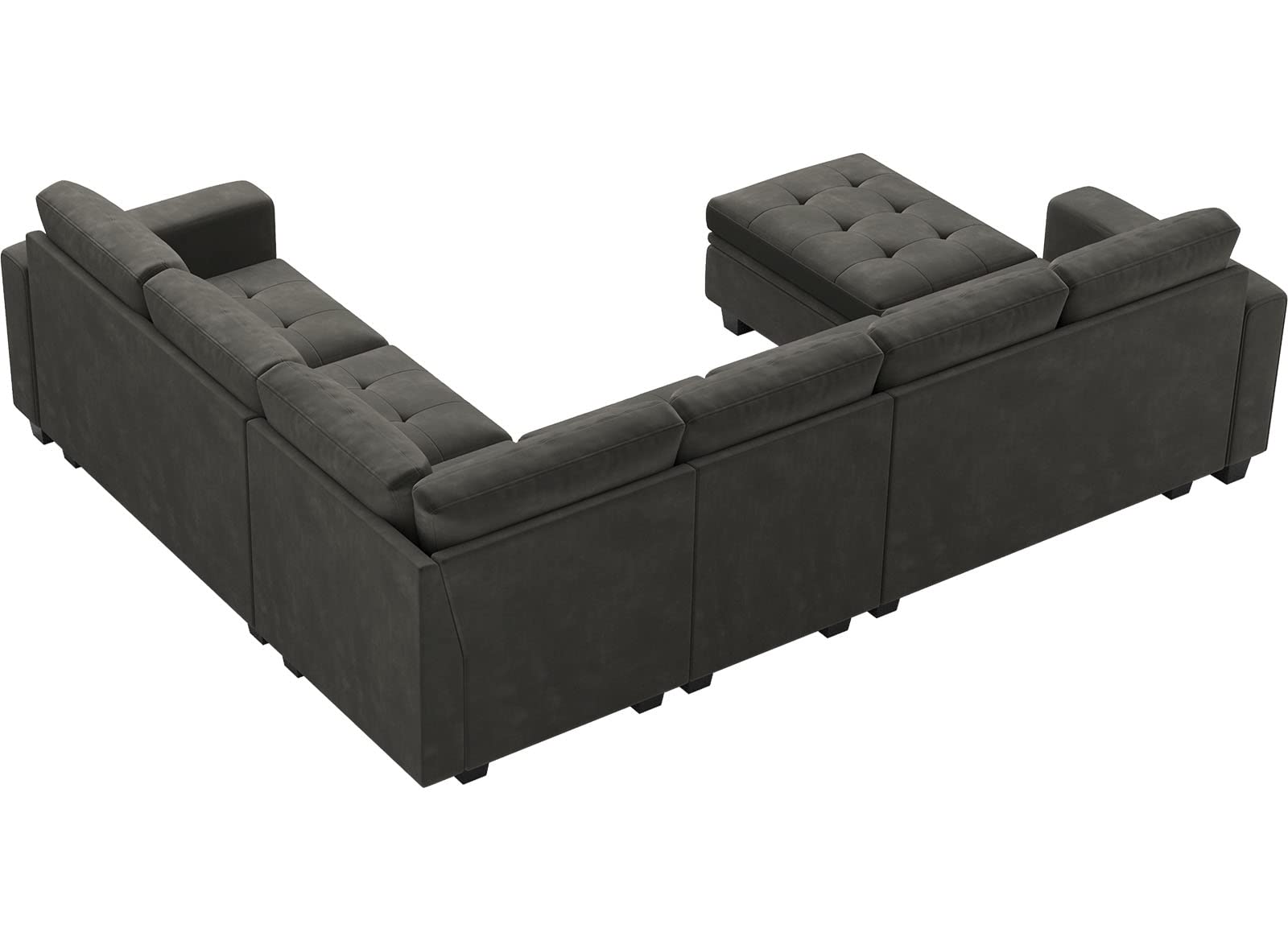 Belffin Velvet Modular Sectional Sofa with Storage Ottoman 6 Seater L Shaped Sectional Modular Sofa Couch with Reversible Chaise Convertible Corner Sectional Couch Grey