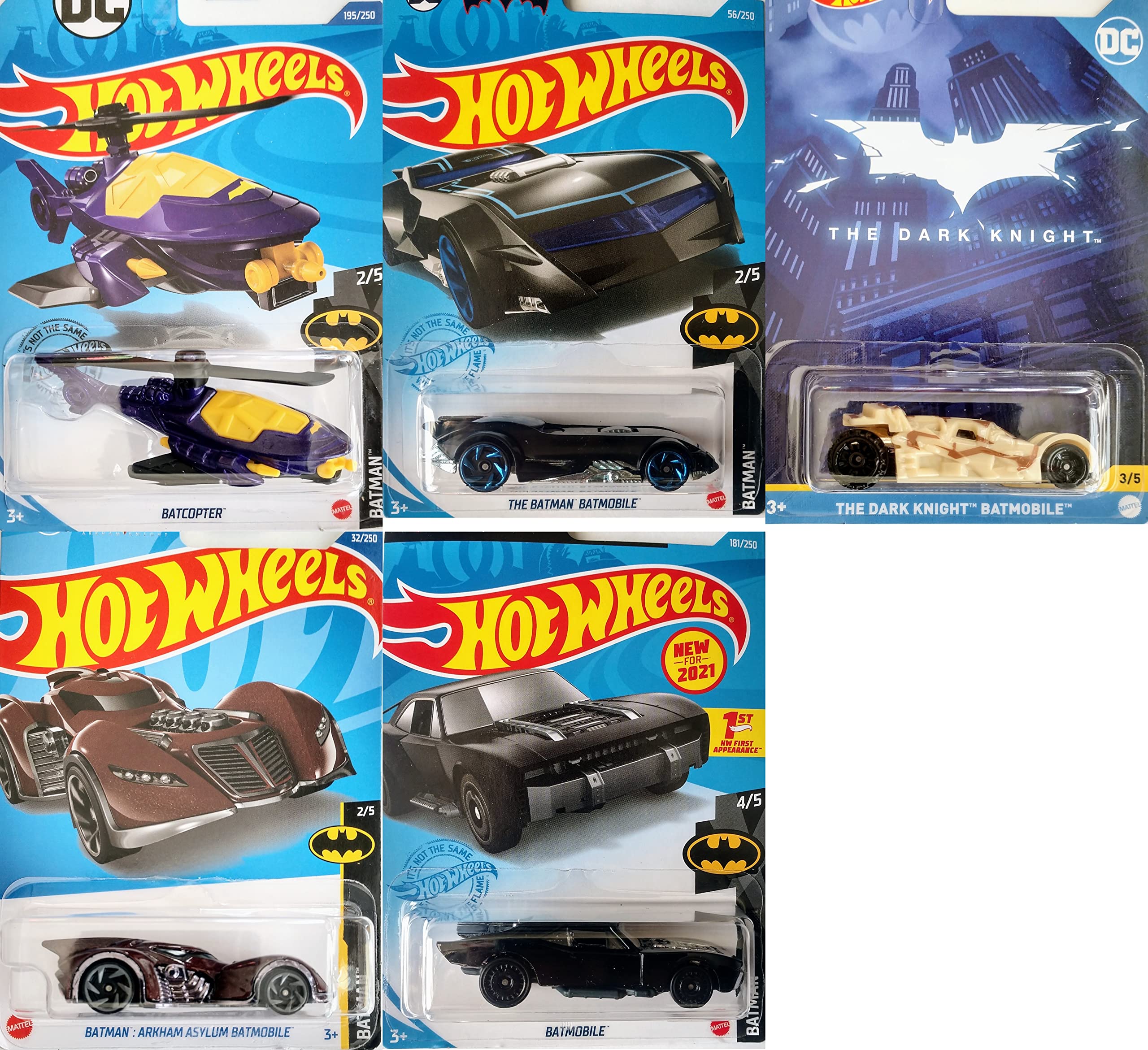 Hot Wheels Batman 5 Car Set Bundle Version 1