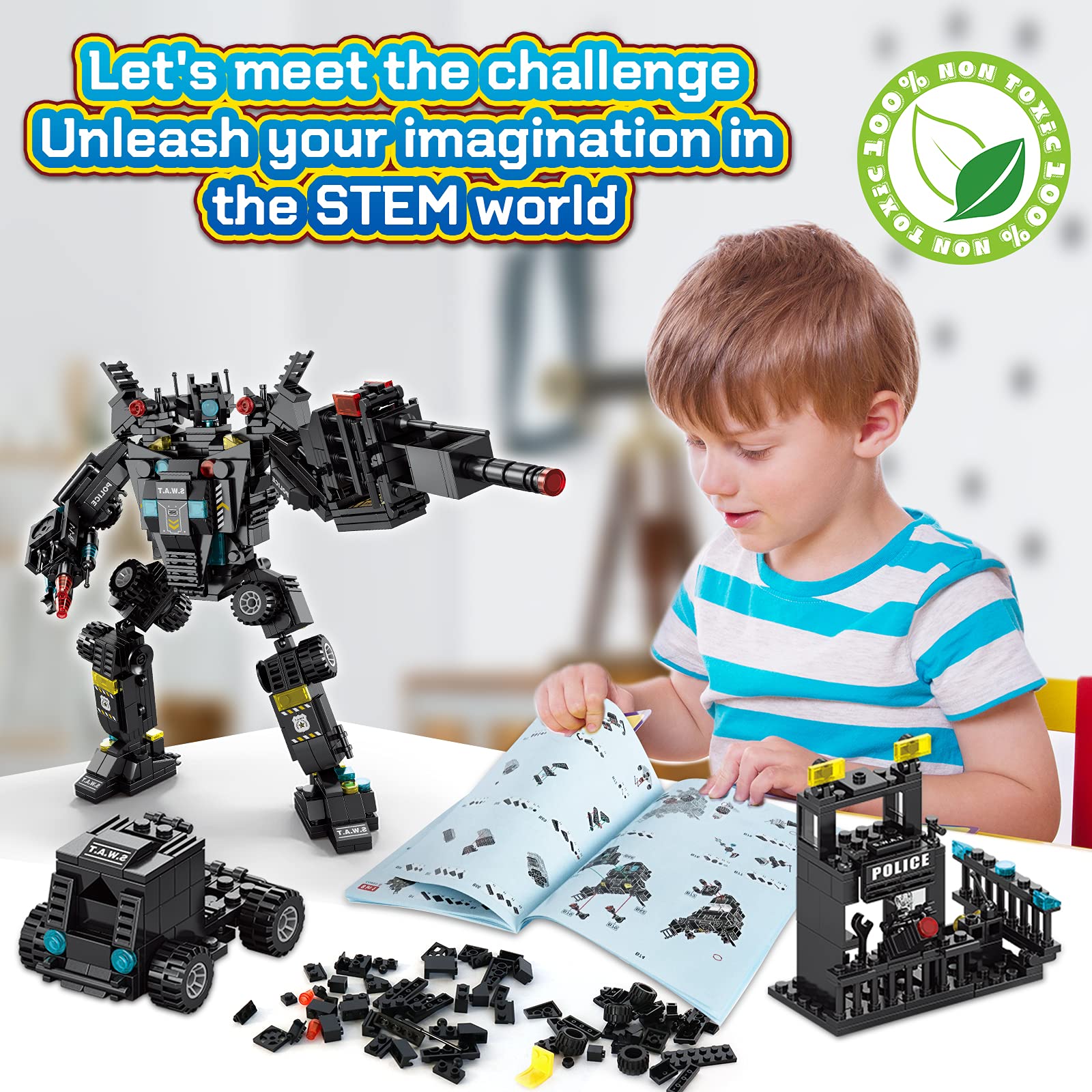 HISTOYE 35-in-1 832 PCS STEM Robot Building Kit for Kids 8-12 Erector Sets for Boys Age 8-12 Engineering Building Blocks STEM Projects Toys for 6 7 8 9 10 11 12+ Year Old Boys Girls