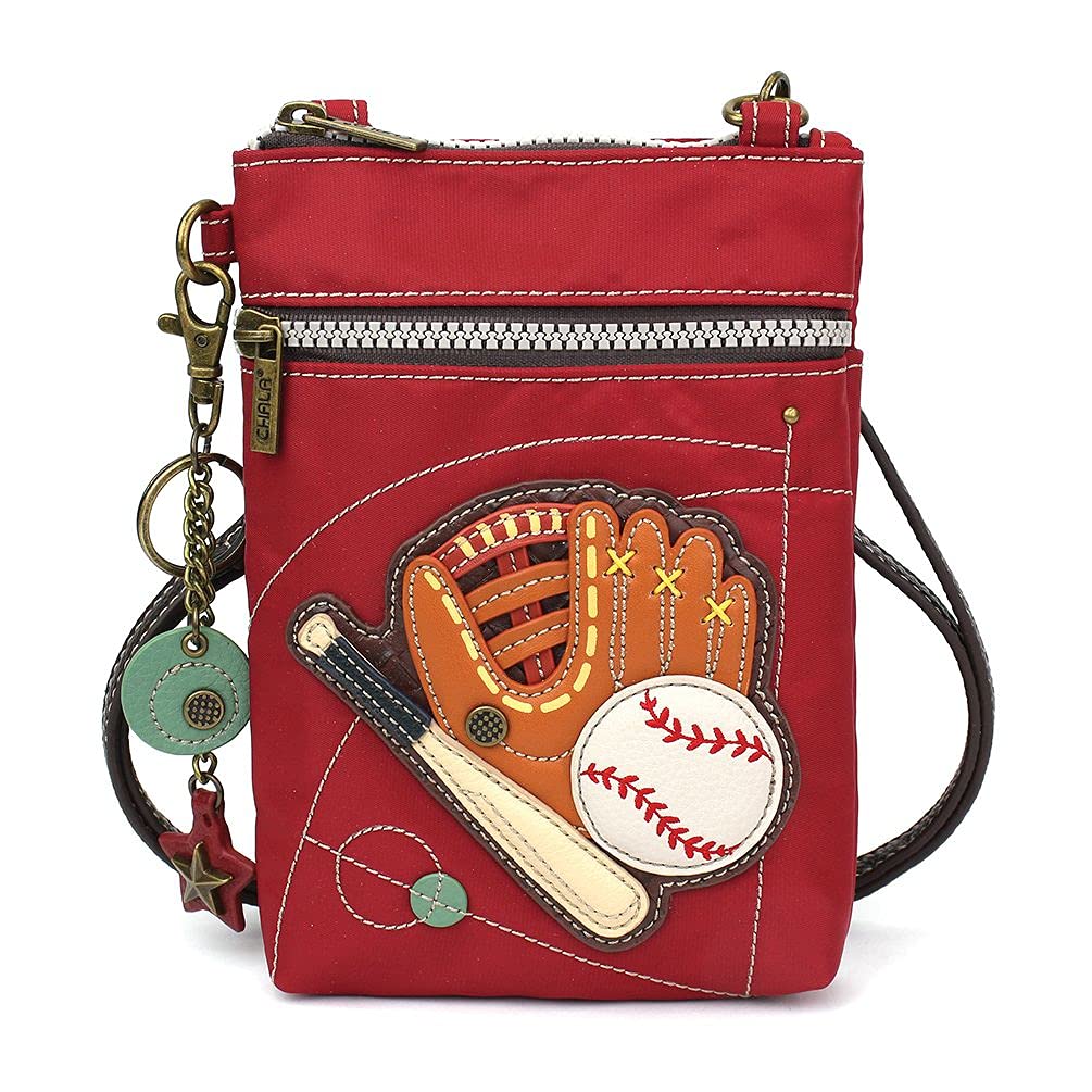 Chala Group Handbags Baseball Venture Cellphone Crossbody Handbag RFID Protected, Burgundy