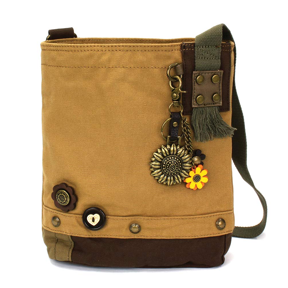 CHALA Handbag Canvas Crossbody Messenger Bag Patch Crossbody - Metal Sunflower - Brown