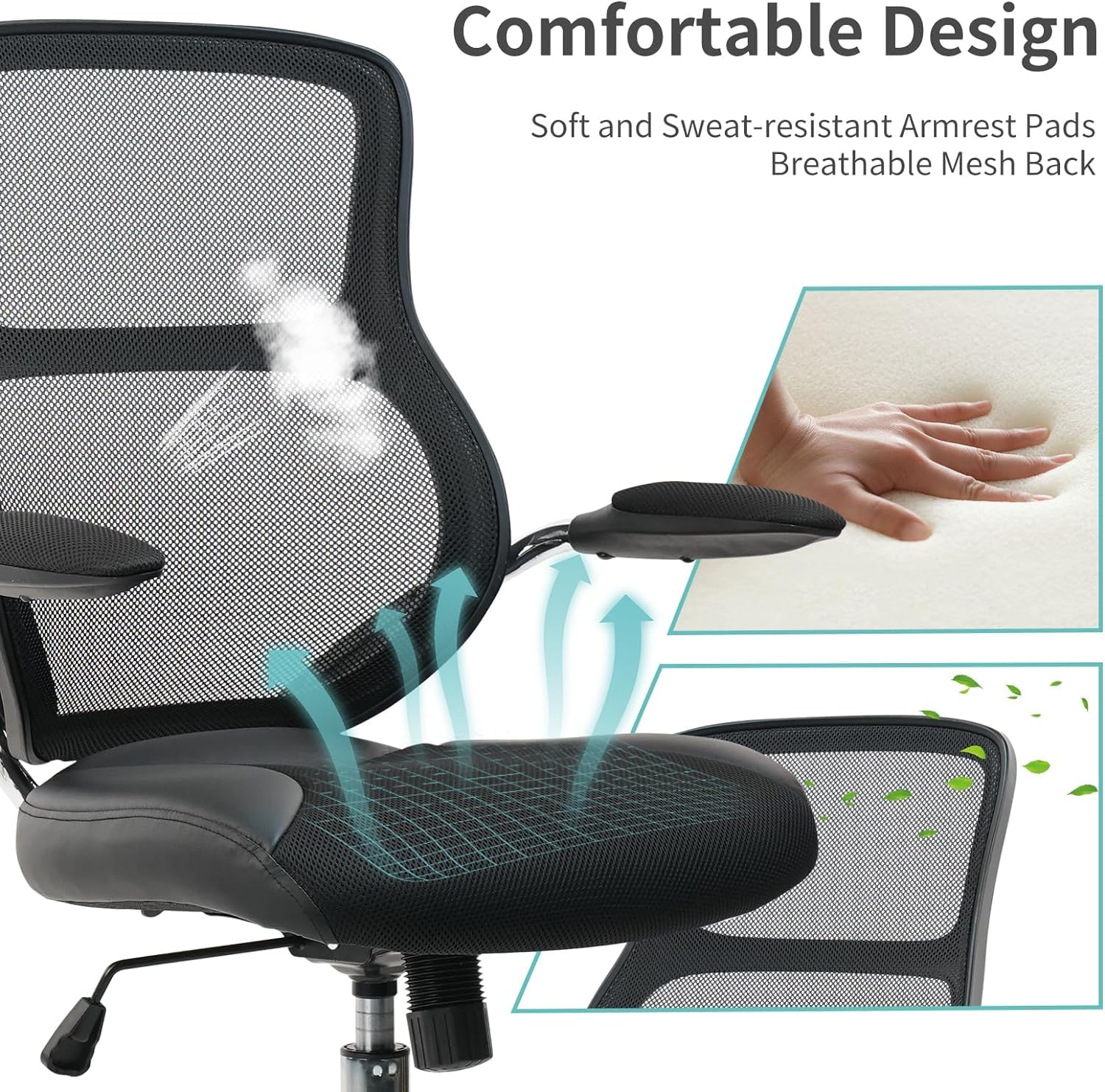 CLATINA Office Computer Desk Chair,Ergonomic High Back Mesh Rolling Work Swivel Task Chairs with Wheels and Arms for Home Bedroom Study Dorm Student Adults (Black) Set of 4