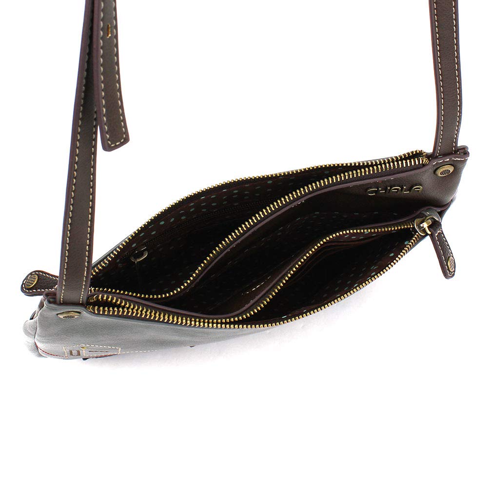 Chala Handbags Wiener Dog Dachshund Criss Cross Crossbody Handbag Purse Grey