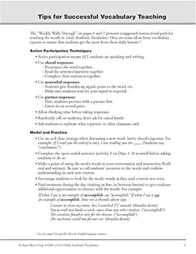 Evan-Moor Daily Academic Vocabulary, Grade 6, Teachers Edition