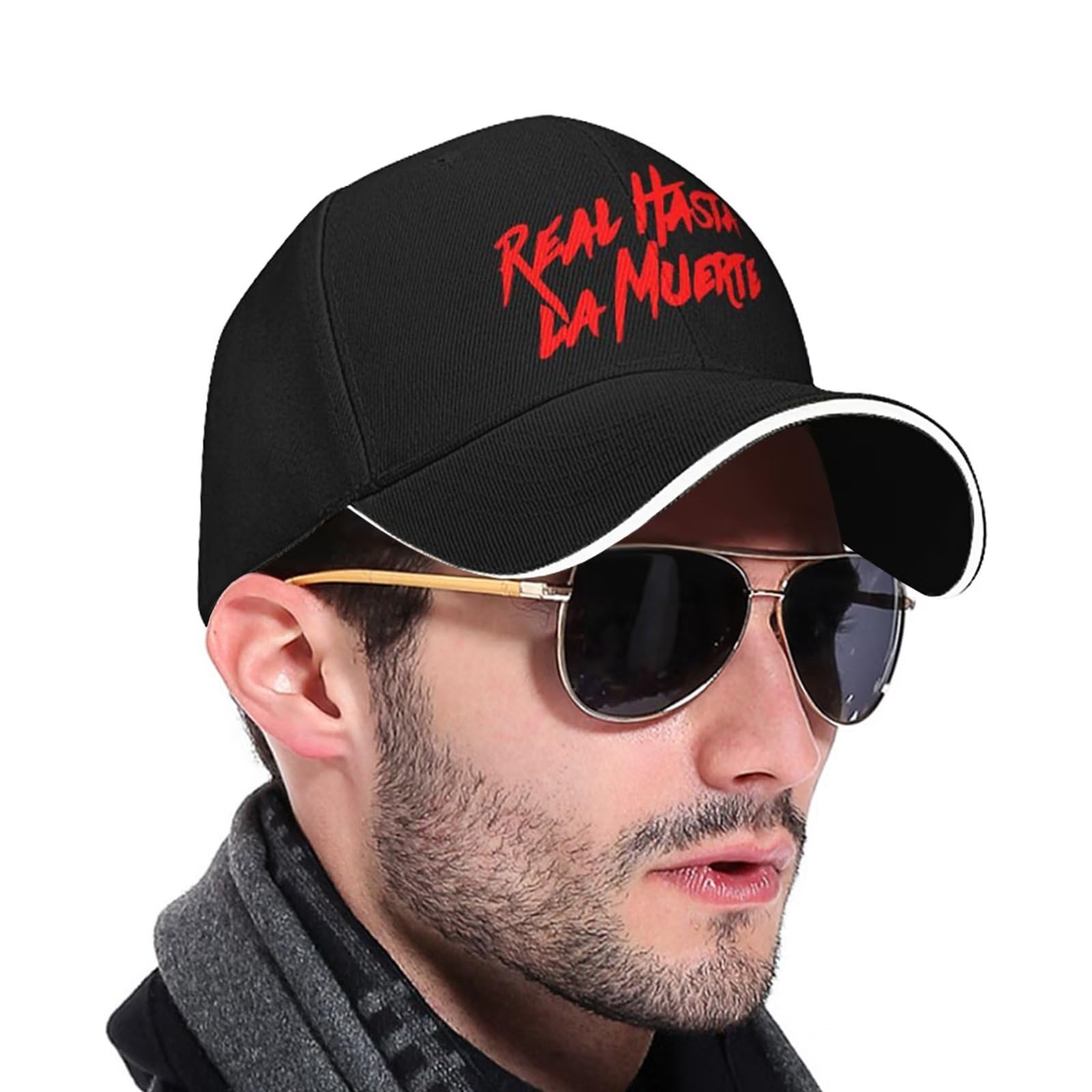 Anuel-AA Hat Adult Unisex Cool Real-Hasta-La-Muerte Hat Adjustable Sandwich Baseball Hats for Men&Womens Black