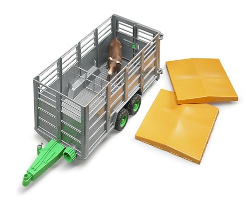 Bruder Livestock Trailer Vehicle with 1 Cow, Brown/Black, One Size