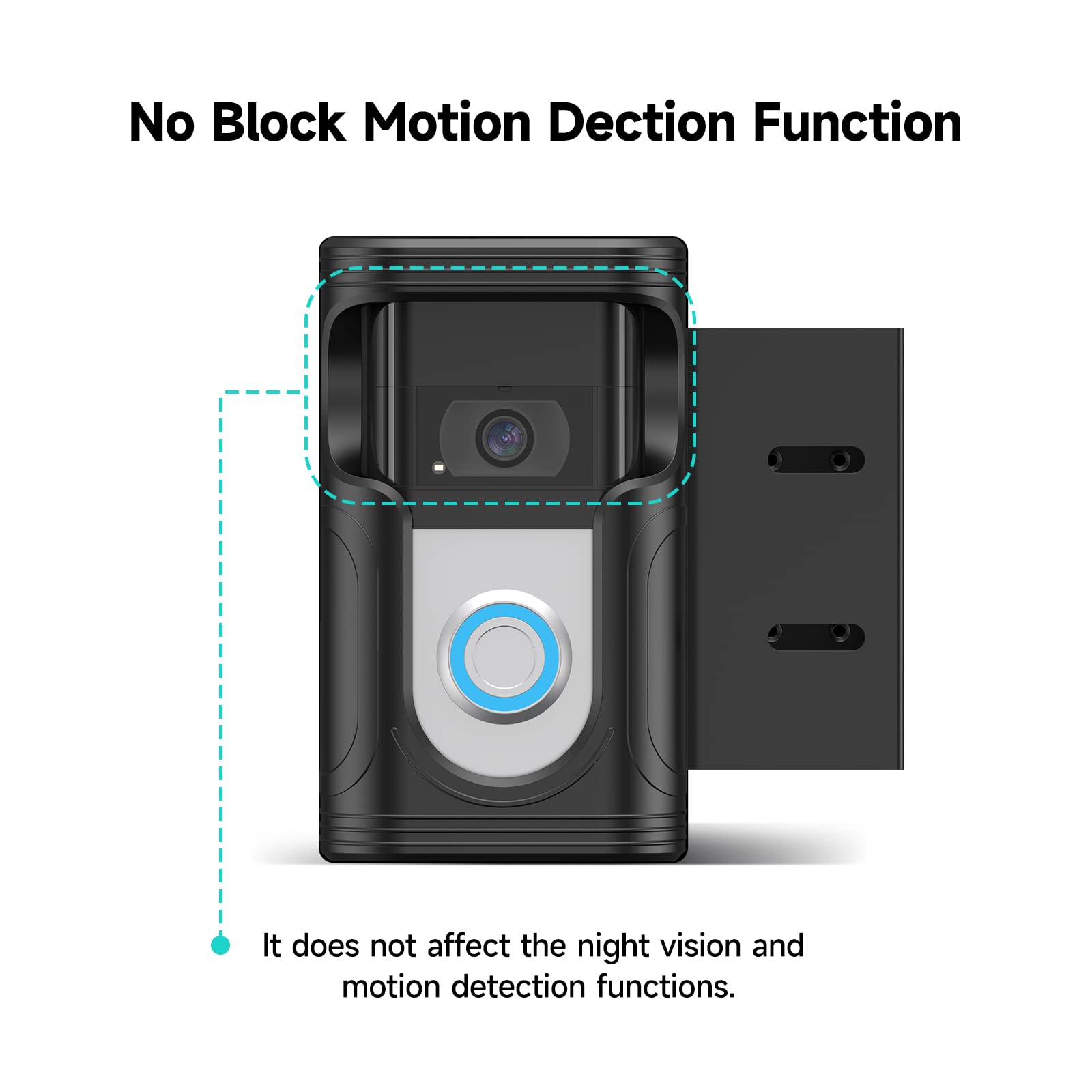 Ayotu Anti-Theft Doorbell Mount with Charging Cable for Ring Video Doorbell 4/2/3/3Plus, Continuous Charging with No-Drill Mounting Door Bracket Adapter Holder (NOT Inculde Doorbell), Black