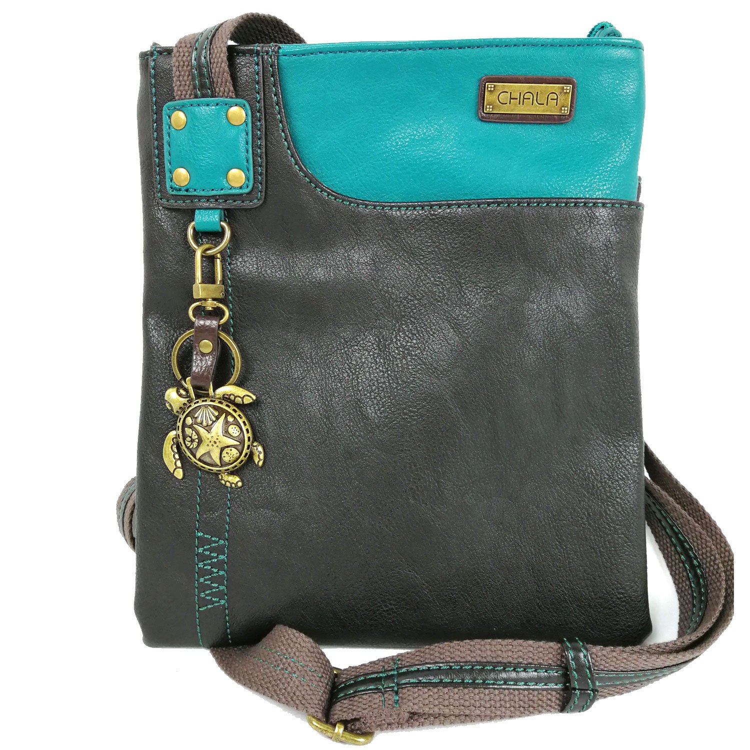 CHALA New Crossbody SWING Bag Vegan Leather (Black- Sea Turtle)