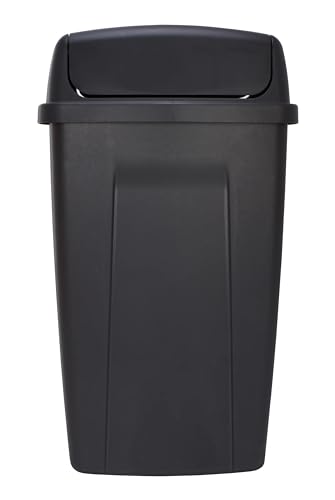 AYOYZ 13 Gallon Trash Can, Plastic Swing Top Kitchen Garbage Trash Can, Black