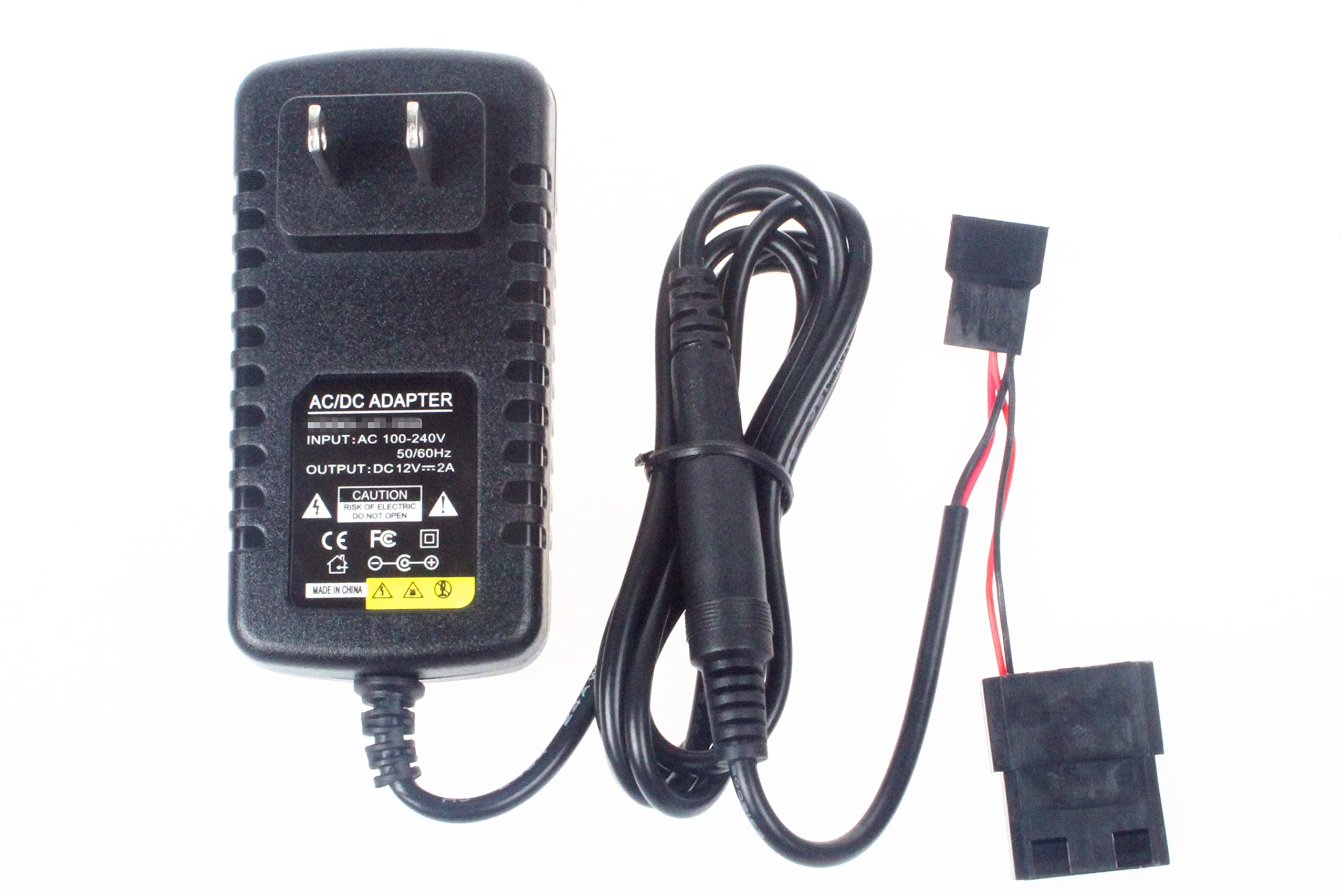 NOYITO DC 12V 2A Fan Power Adapter Fan External Power Supply Suitable for D-Port 3-Pin 4-Pin Male Female Connector Cooling Fans