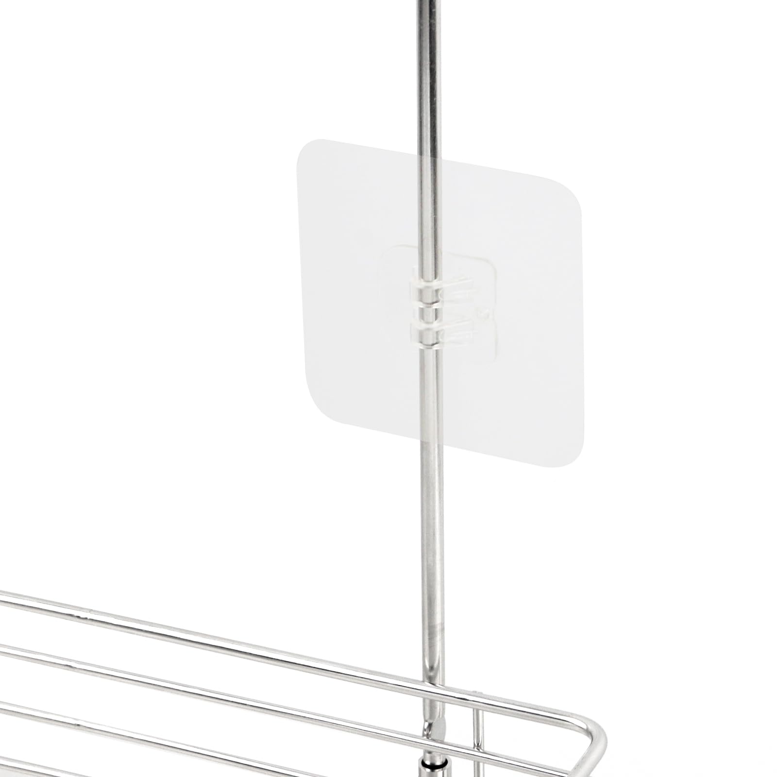 Antrader Hanging Shower Rack,Shower Caddy Hanging,Hung on the Faucet or the Door,the Back Hook Can be Rotated,No Drilling,304 Stainless Steel,Single Layer Shelf
