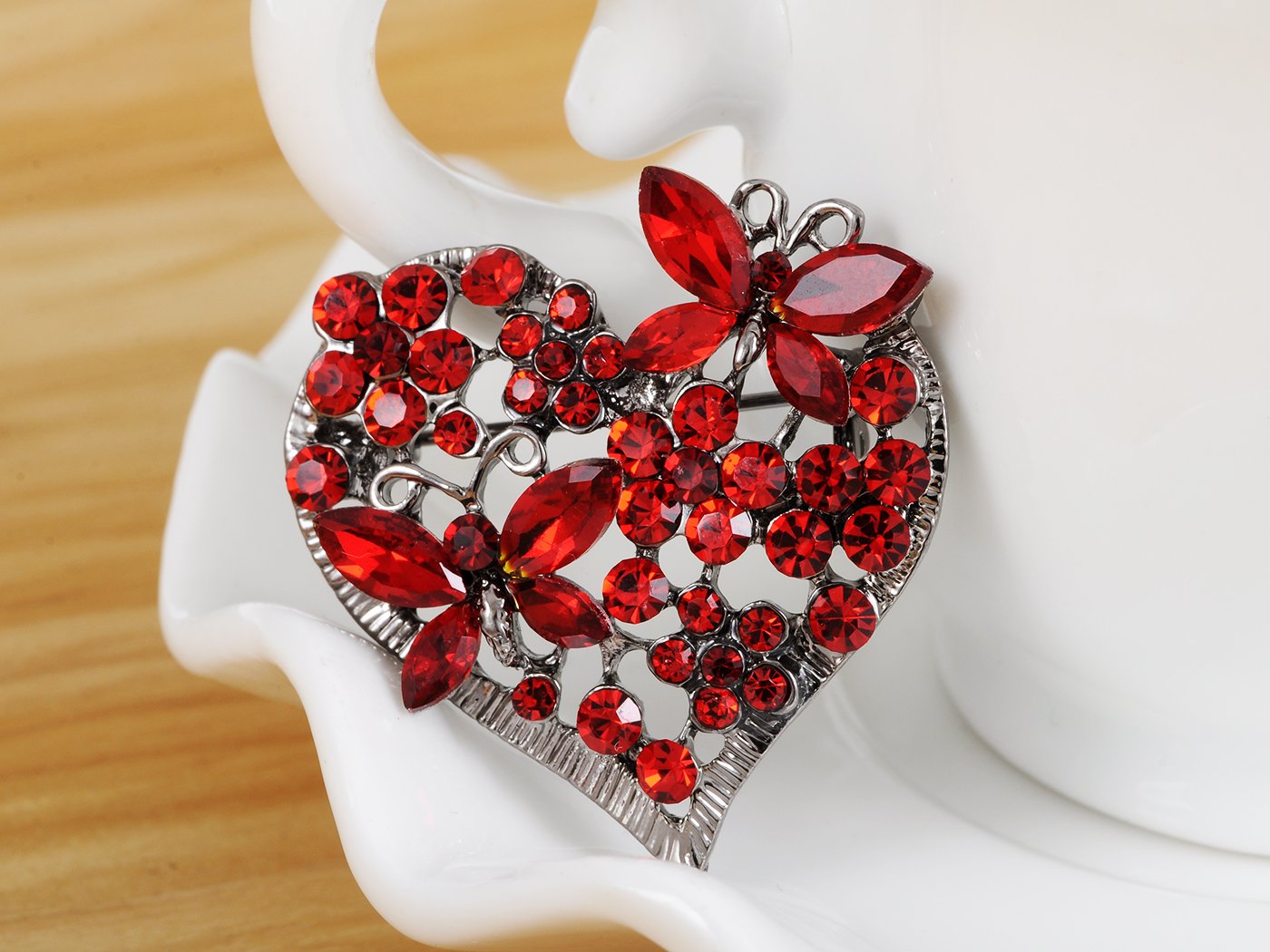 Alilang Womens Floral Silvery Tone Crystal Rhinestone Insect Butterfly Love Flower Heart Brooch Pin