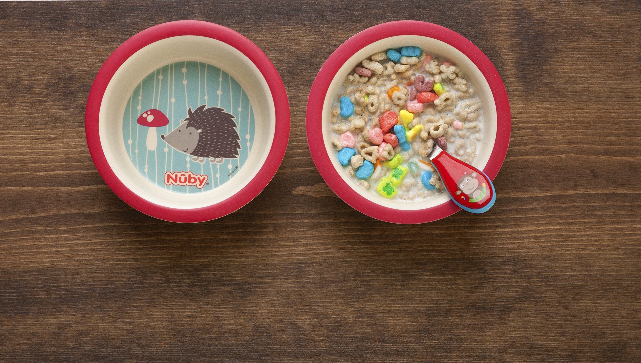 Nuby 2 Piece Bamboo Printed Bowl, Colors May Vary