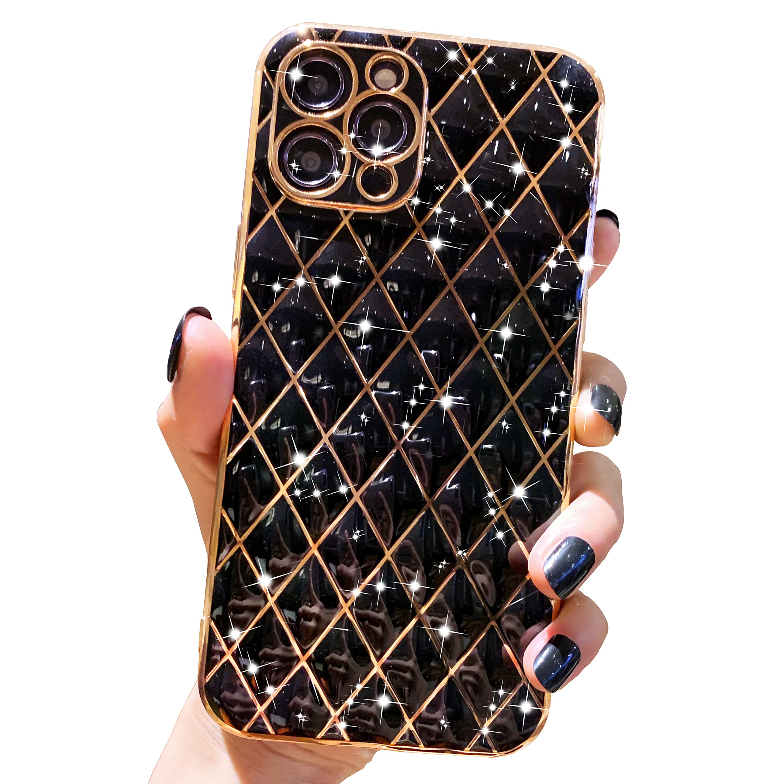 Anynve Compatible with iPhone 11 Pro Max Case for Women, Glitter Aesthetics Plating Case, Camera Lens Protection & Shockproof Edge Bumper Full Body TPU iPhone 11 Pro Max Case [6.5 inches] -Pink