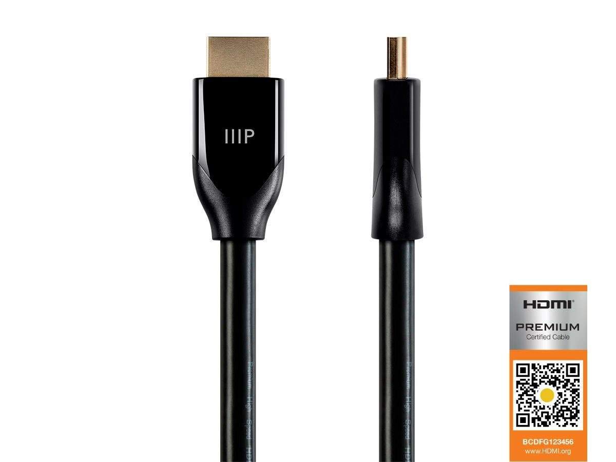 Monoprice Certified Premium HDMI Cable - 4K@60Hz, HDR, 18Gbps, YUV 4:4:4, Dual Video Stream, Compatible with DVD Player, 28AWG, 6 Feet, Black