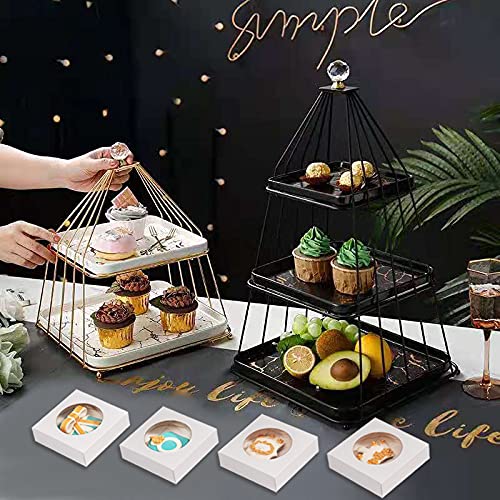 RomanticBaking 50 Pack Single Cookies Boxes 4 3/8" x 4 3/8" x 1 1/5" Bakery Boxes for Wedding Favors Party