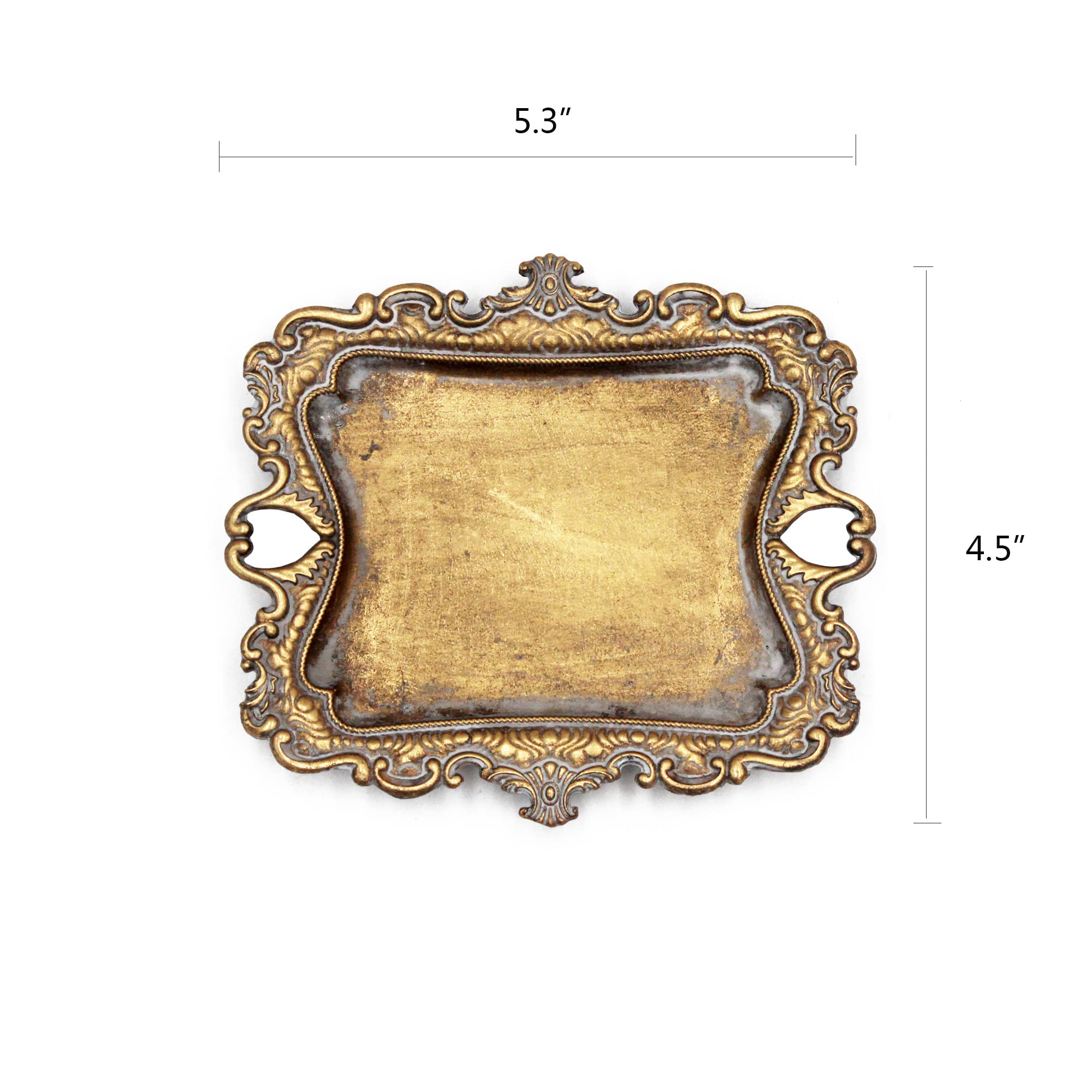 Vintage Small Gold Ring Dish, Birthday & Wedding Gifts for Women,Wedding Ring Tray - 5.3 x 4.5 inches