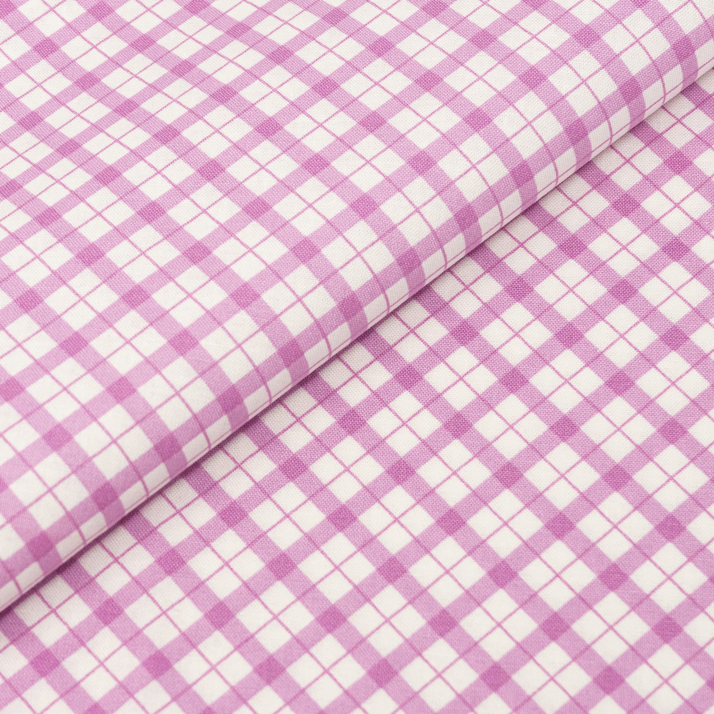 Singer Print Fabric, 100% Cotton, Pink Check, Cut by The Yard