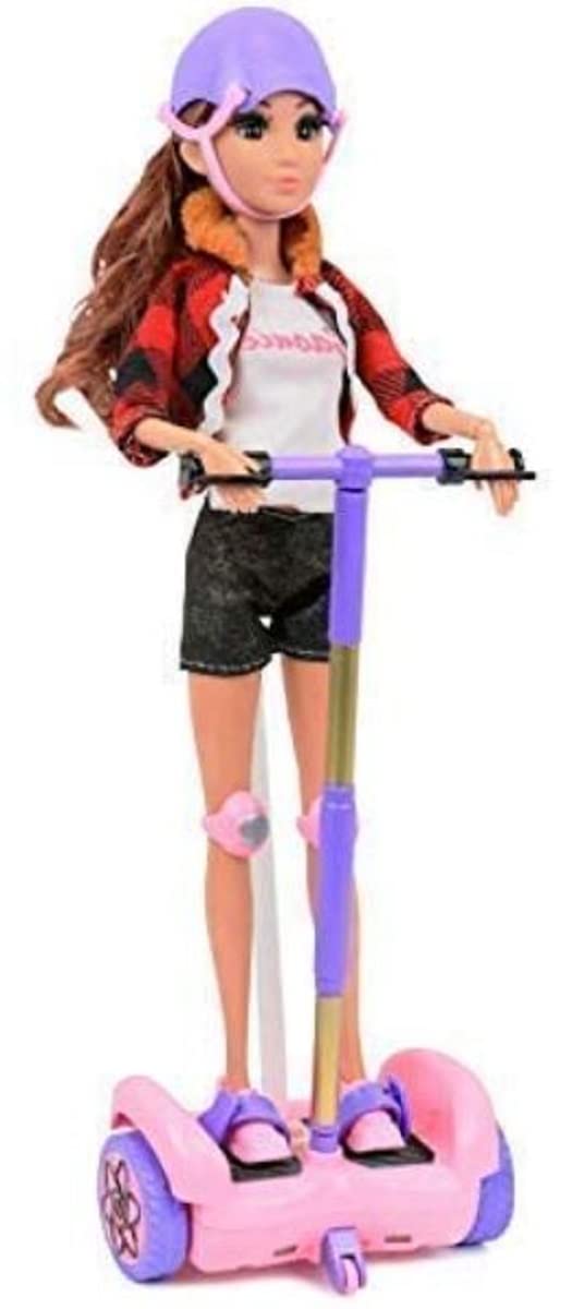 Click N' Play Scooter Set for 12" Dolls, Remote Control Pink Hoverboard with Helmet & Kneepad Accessories, Compatable with Barbies and Ken Dolls, Gifts for Girls Ages 3+, Girl Toys