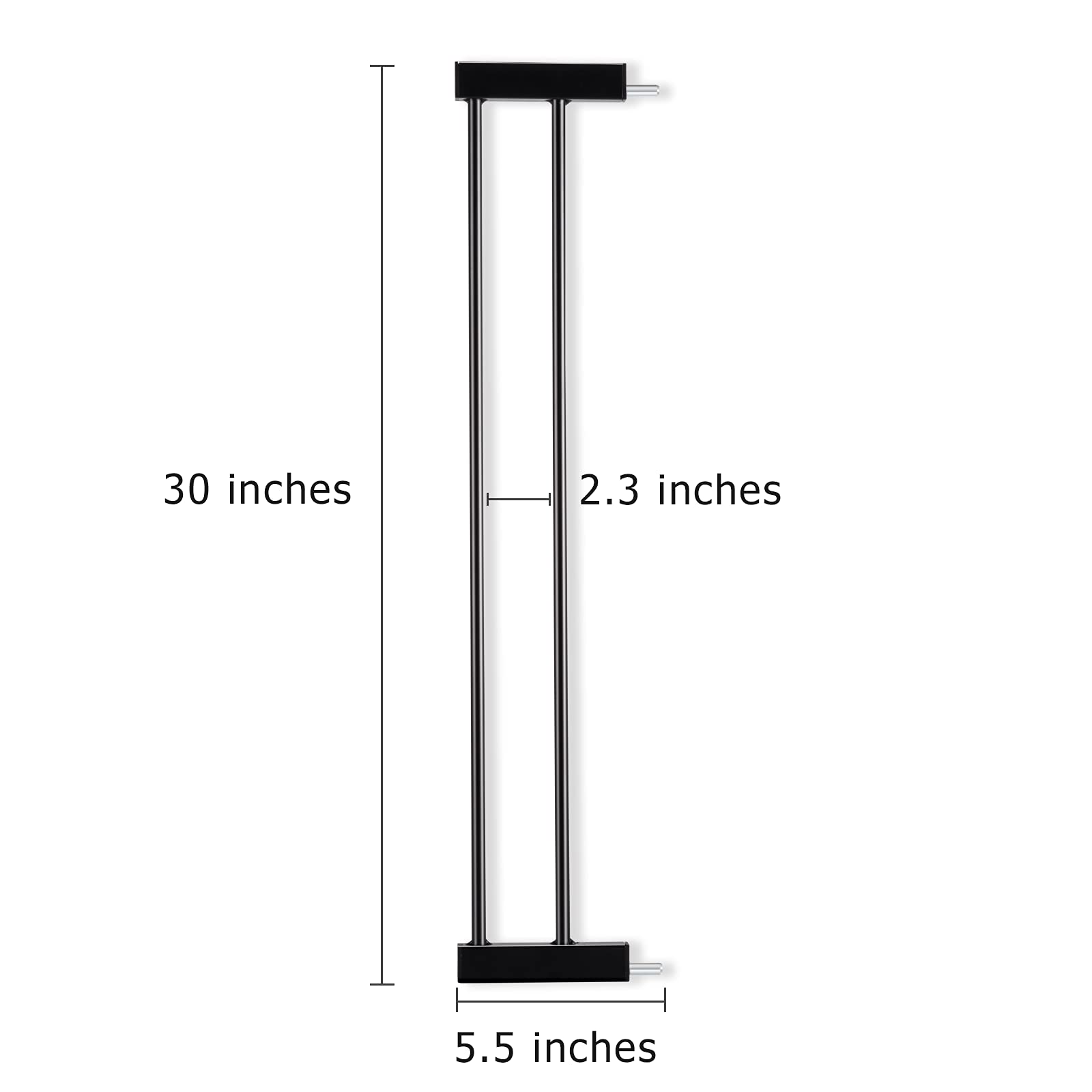 BABELIO 26-34.5 Inch Easy Install Narrow Pressure Mounted Metal Baby Gate, No Drilling, No Tools Required, with Wall Protectors and Extenders (Black)