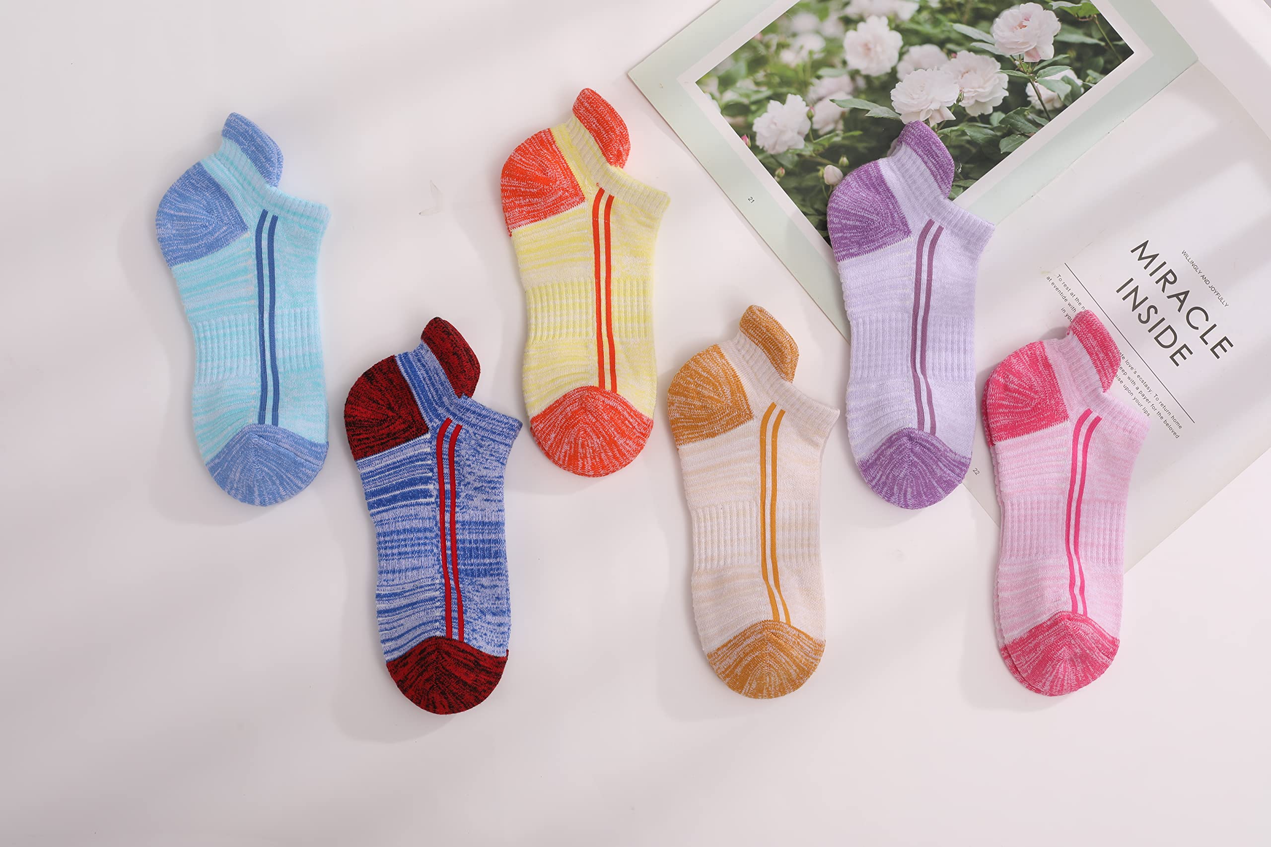 Arashi Women's Low Cut Heel Tab Performance/Athletic Cotton Socks for Running, Tennis, and Casual Use (6 pairs) (Mix)