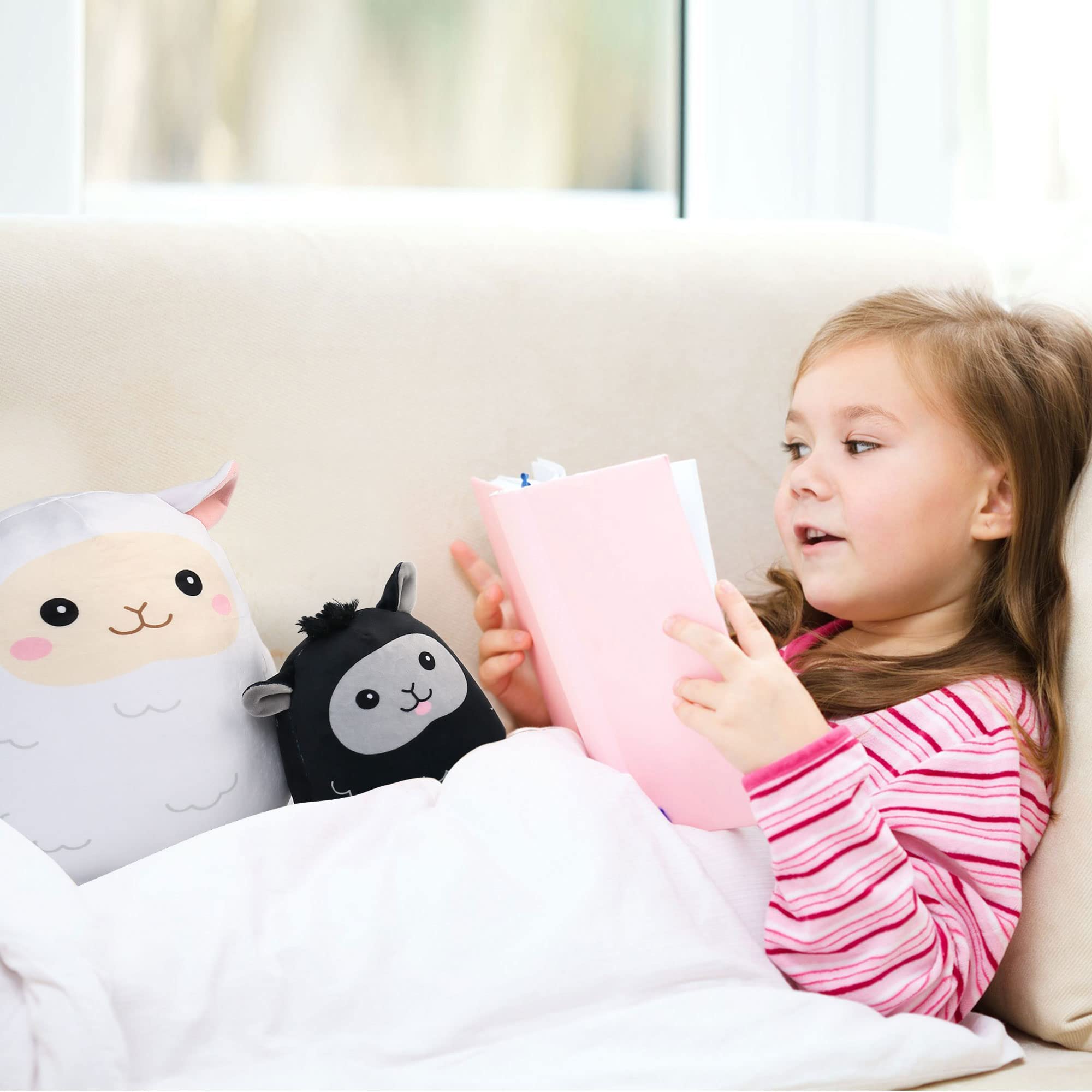 BenBen Lamb Plush Toy, Set of 3, 12" and 7'' Squishy Lamb Stuffed Animals, Kawaii Sheep Plushies Gift for Kids, Cute Plush Pillow, Easter Basket Stuffers
