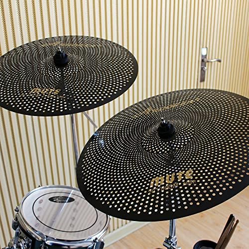 Arborea Low Volume Cymbal Black Mute Cymbal Pack 14"hi-hat+16"crash+18"crash+20"ride 5 Pieces Plus Cymbal Bag Drum Cymbal Practice Cymbal