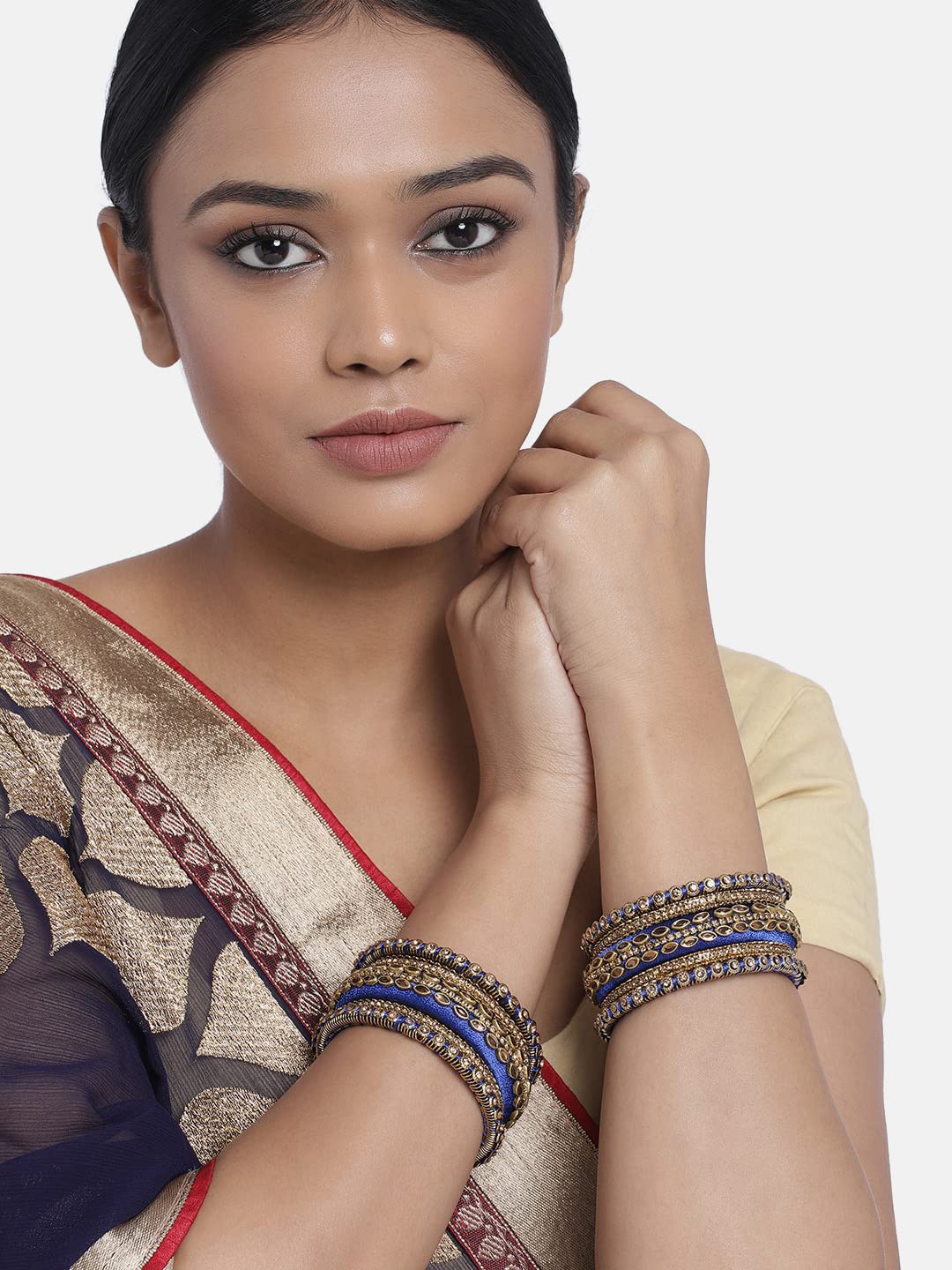 Aheli Silk Thread Faux Stone Studded Bangle Set Chuda Ethnic Indian Wedding Wear Fashion Jewelry Gift for Women