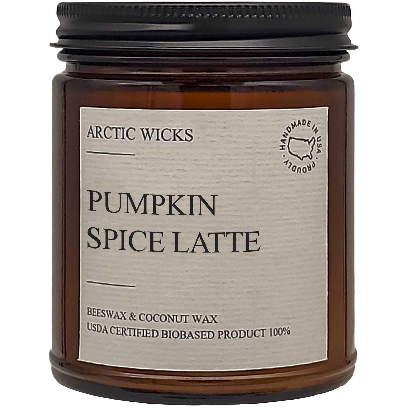 Pumpkin Spice Latte Candles | Arctic Wicks Coconut & Beeswax Candles | 9oz Amber Scented Candle for Holidays, Pumpkin Spice Candle Decor Fall Autumn, Gifts | Clean Burning USDA 100% Certified Biobased