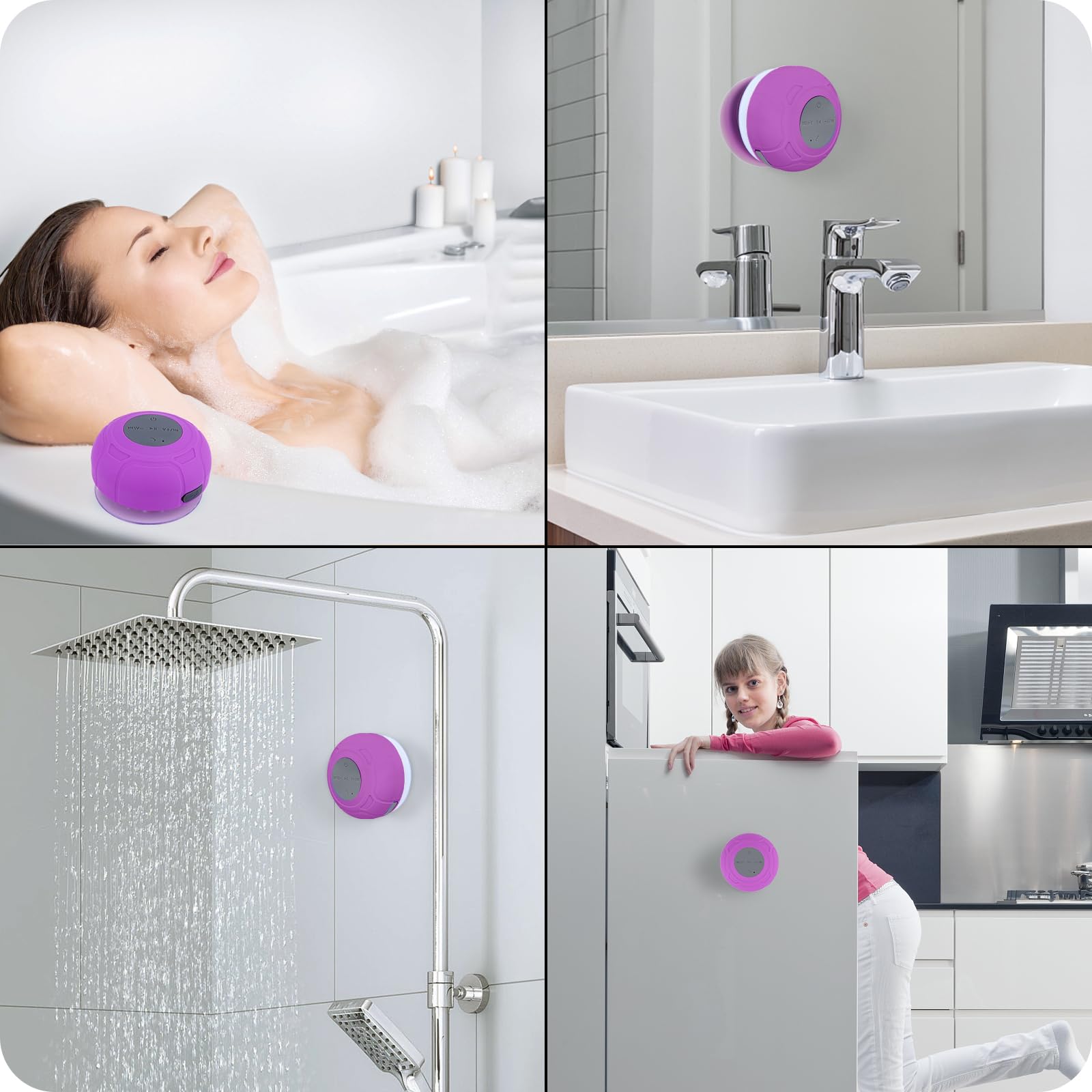 Annlend Bluetooth Shower Speaker Waterproof Wireless Mini Cute Portable Water Resistant Speaker Suction Cup, Built-in Mic Speakerphone for Kids Gift Bathroom Kitchen Outdoor - Pink