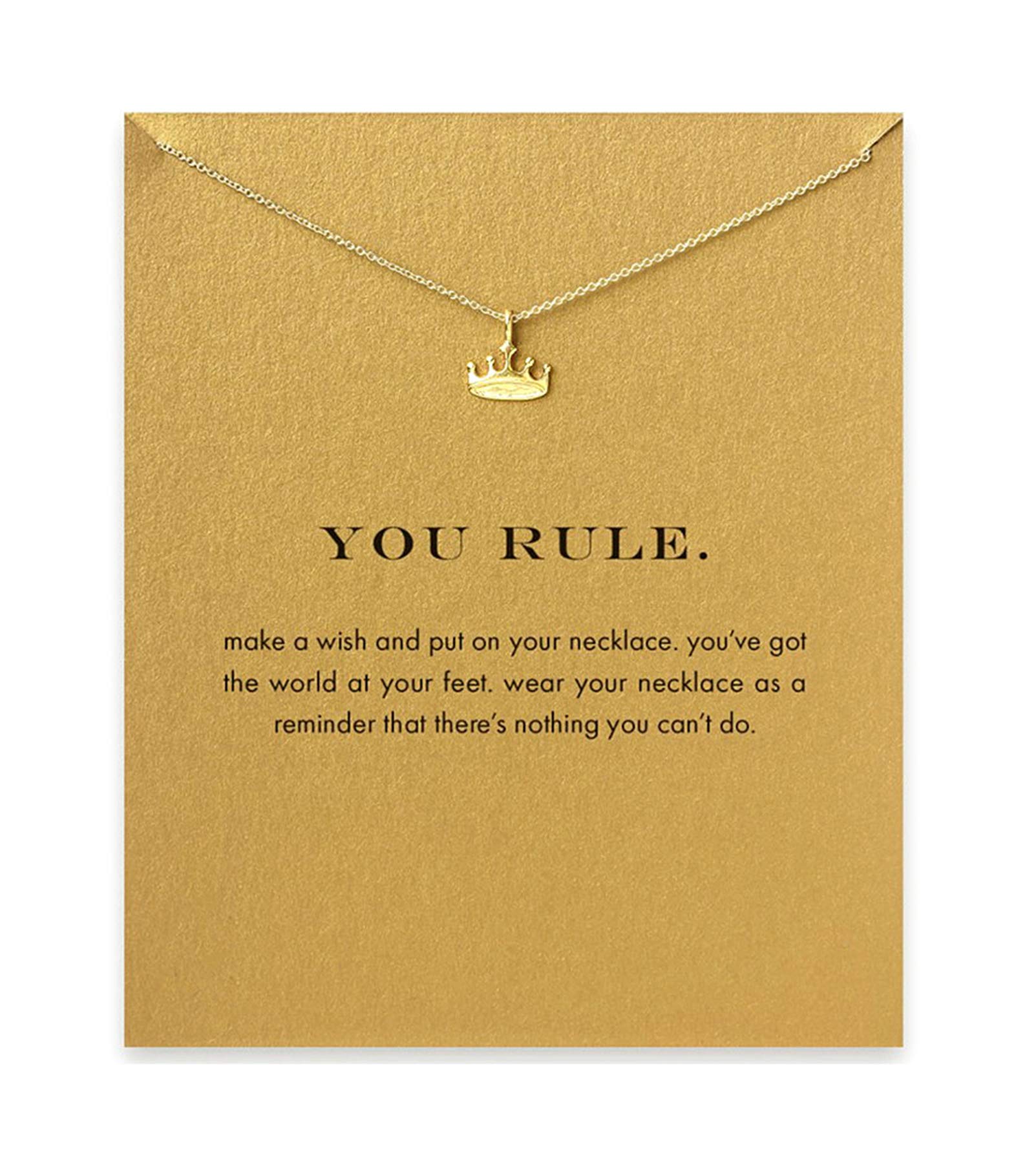 Hundred River Friendship Crown Necklace Gift Necklace with Message Card(crown)