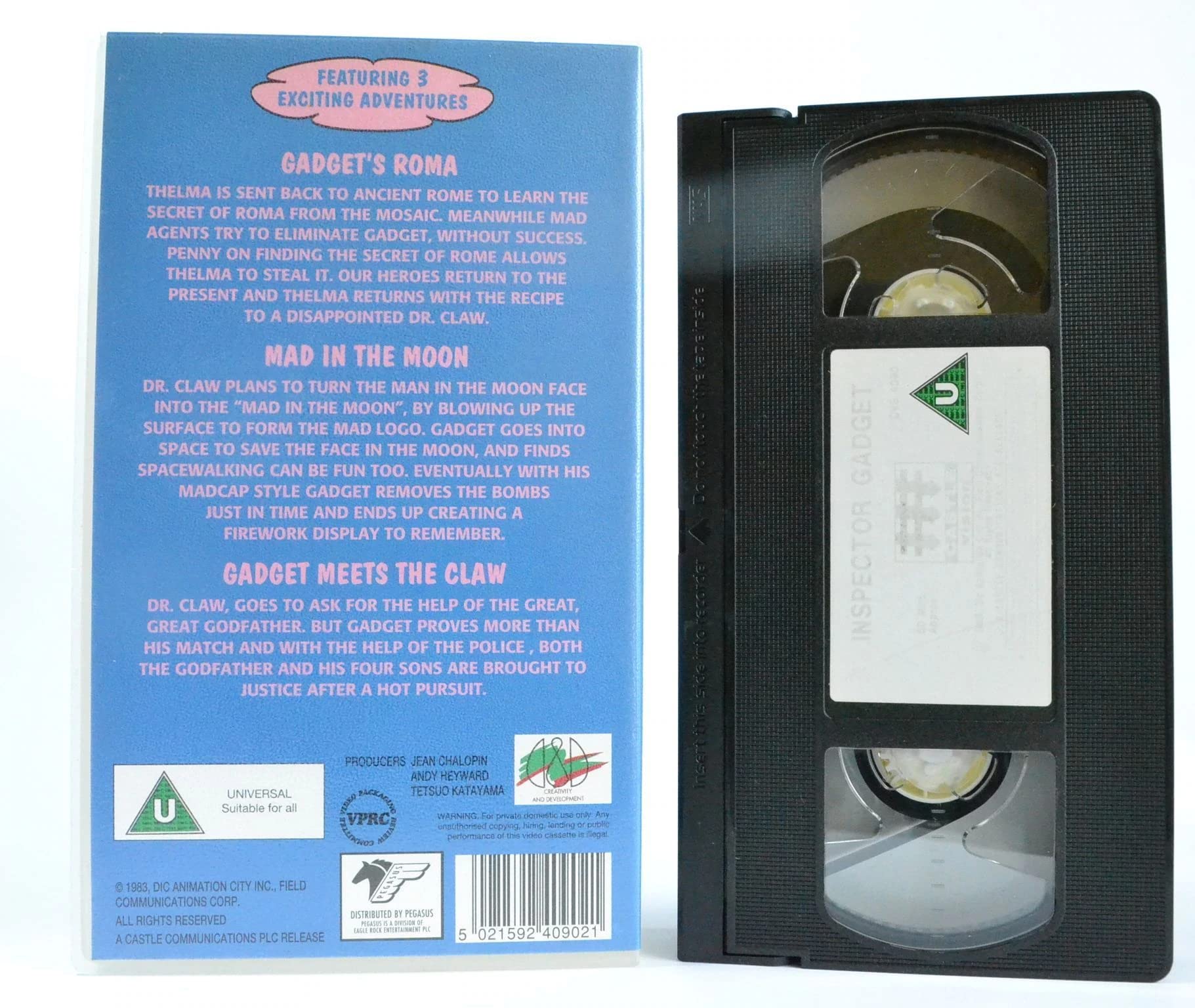 Inspector Gadget - 3 exciting adventures: Gadget's Roma, Mad in the Moon & Gadget Meets the Claw [VHS]