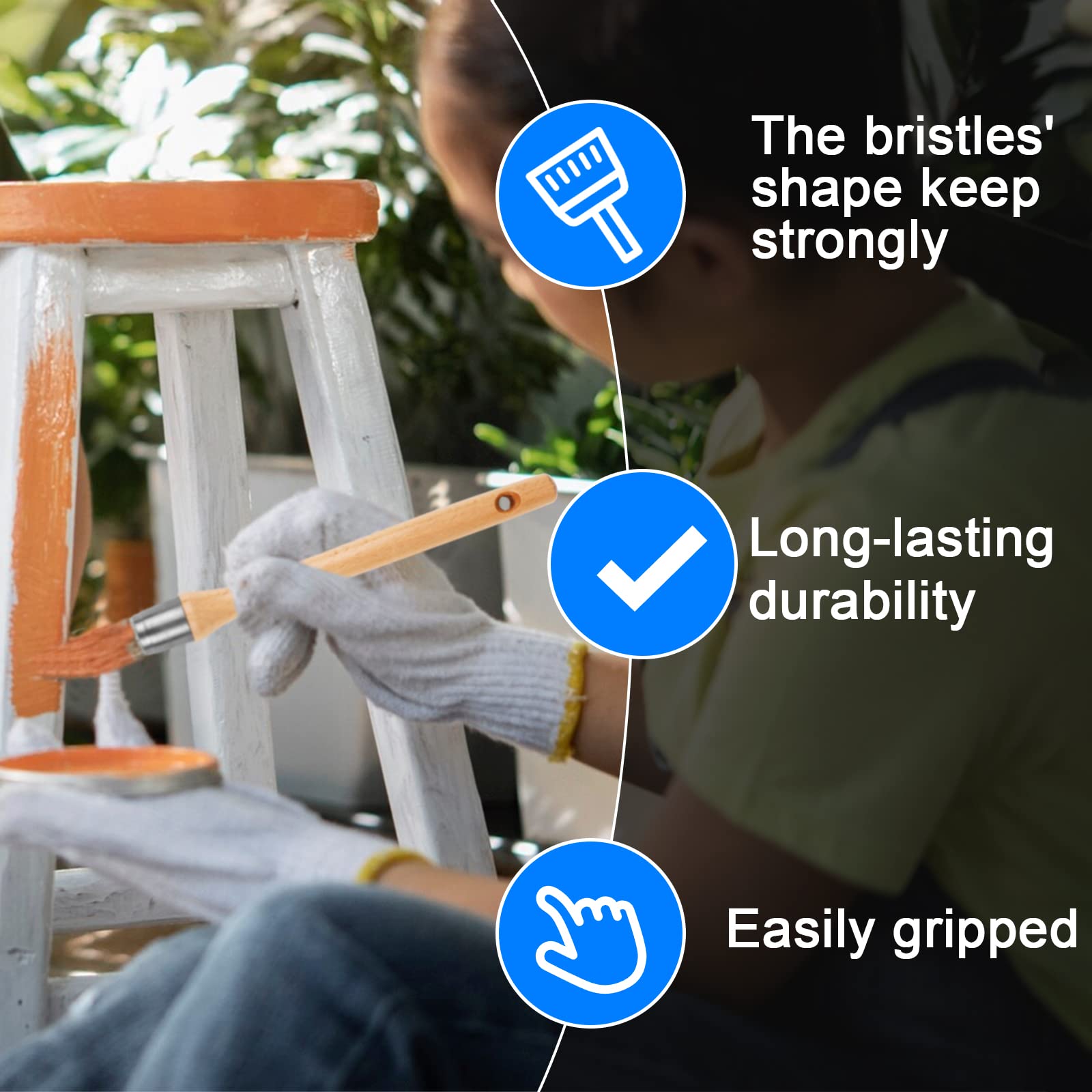 WRAPXPERT Trim Paint Brush,11" Long Handle Edge Painting Tool Kit,Round Trim Brushes for Corner,Touch UPs,Artwork,House Wall Edges 3-Pack