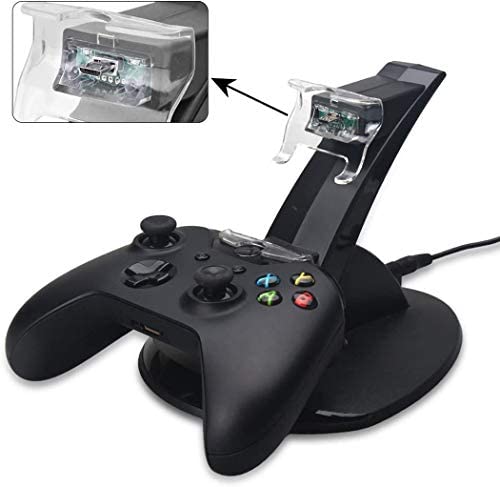 Charger Charging Station,Poulep Charging Station for Xbox One, Dual Charger Stand Compatible With for Xbox One/S(Black)