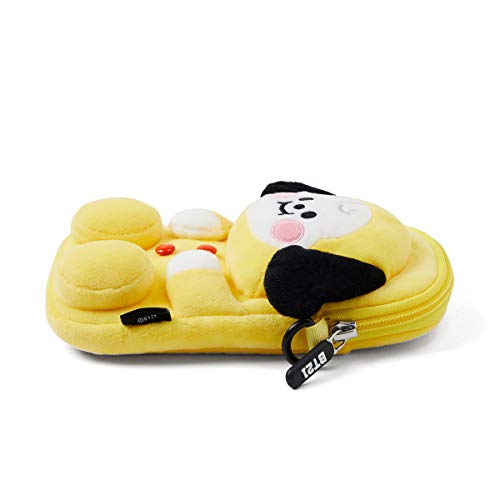 BT21 Baby Series CHIMMY Character Plush Coin Purse Makeup Toiletry Pouch Card Wallet with Lanyard, Yellow
