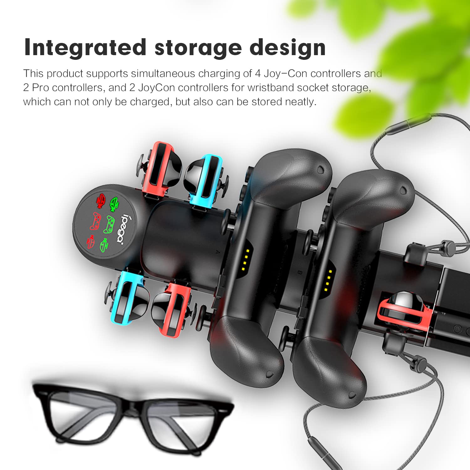 Charging Dock for Nintendo Switch, Charging Station for Nintendo Switch Joy Cons and Nintendo Switch Pro Controllers with LED Indicator - GreenWhite