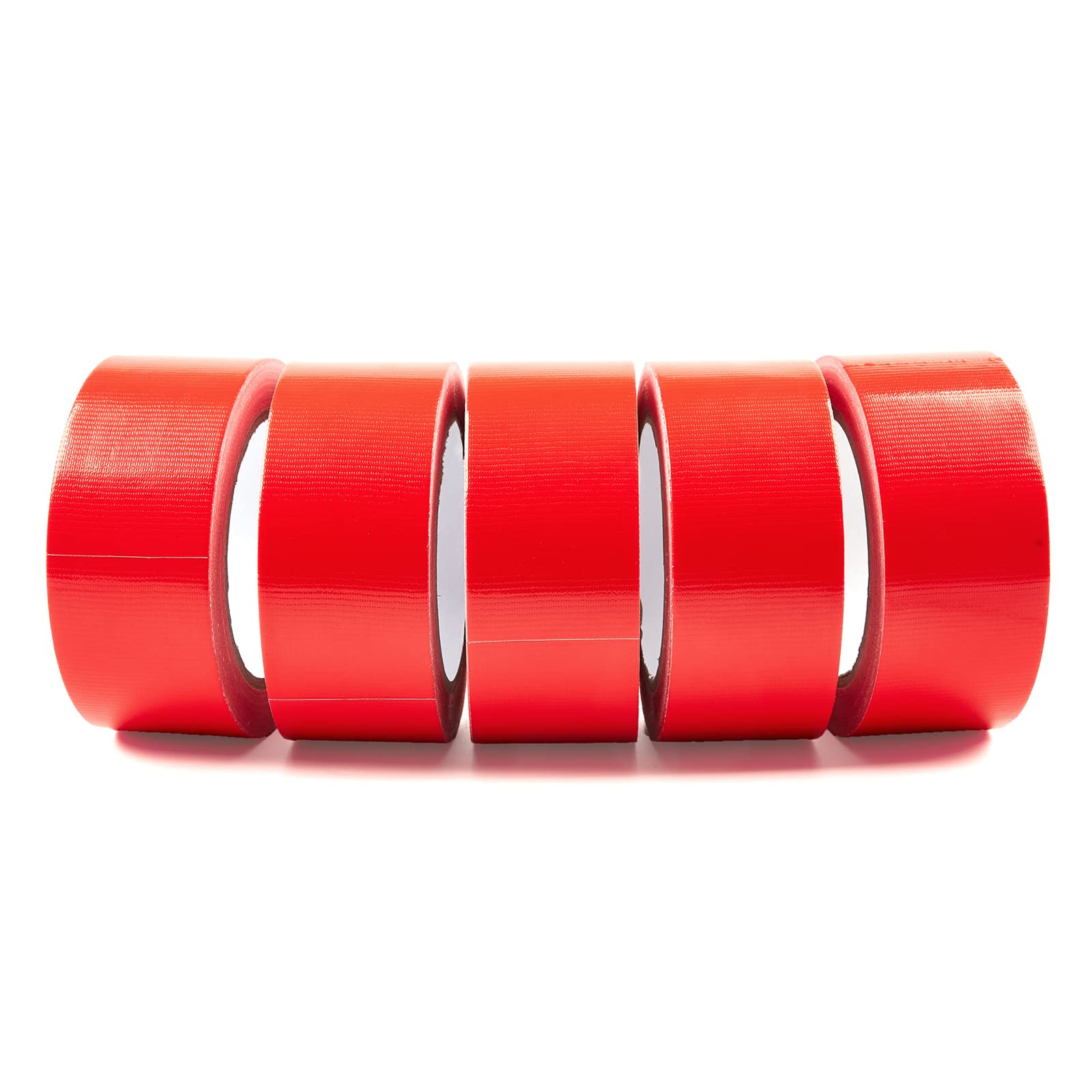 Clickslock 5 Pack Heavy Duty Duct Tape, 1.88 inch x 25 Yards Red Duct Tape, Flexible, No Residue and Waterproof, All-Weather and Tear by Hand