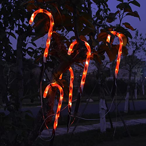 fengchensety Led Christmas Candy Cane Lights Set Solar Panel or Battery Powered Stake Light for Home Garden Passage Courtyard Decoration Outdoor Lawn Lamp Christmas Candy Cane Light