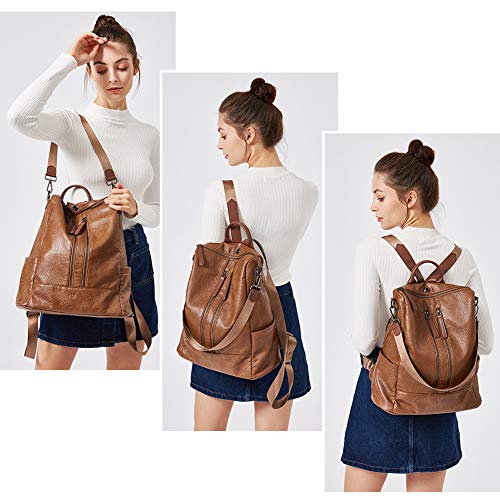 CLUCI Leather Backpack Purse for Women Convertible Large Travel Ladies Designer Fashion Casual Shoulder Bag